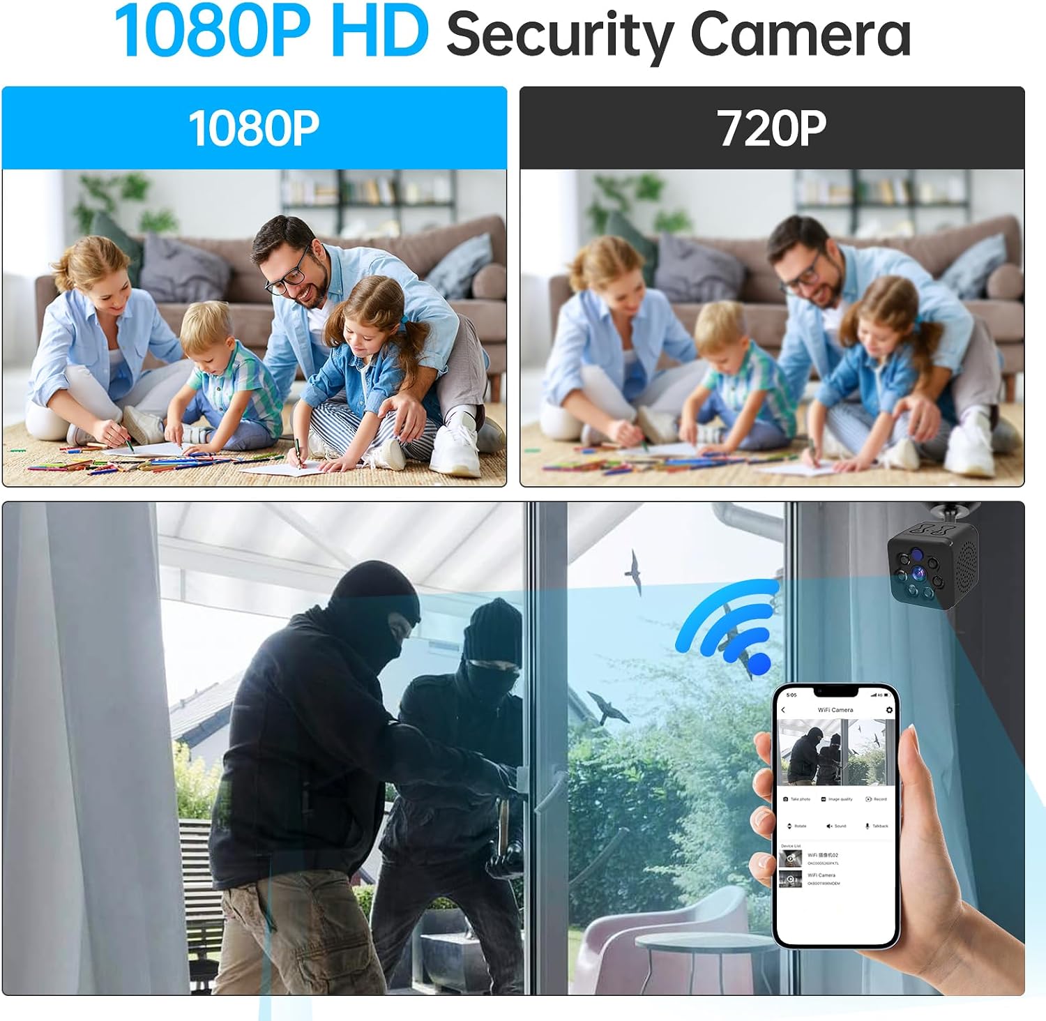 lopofly Cámara de seguridad inalámbrica WiFi para el hogar, gran ...
