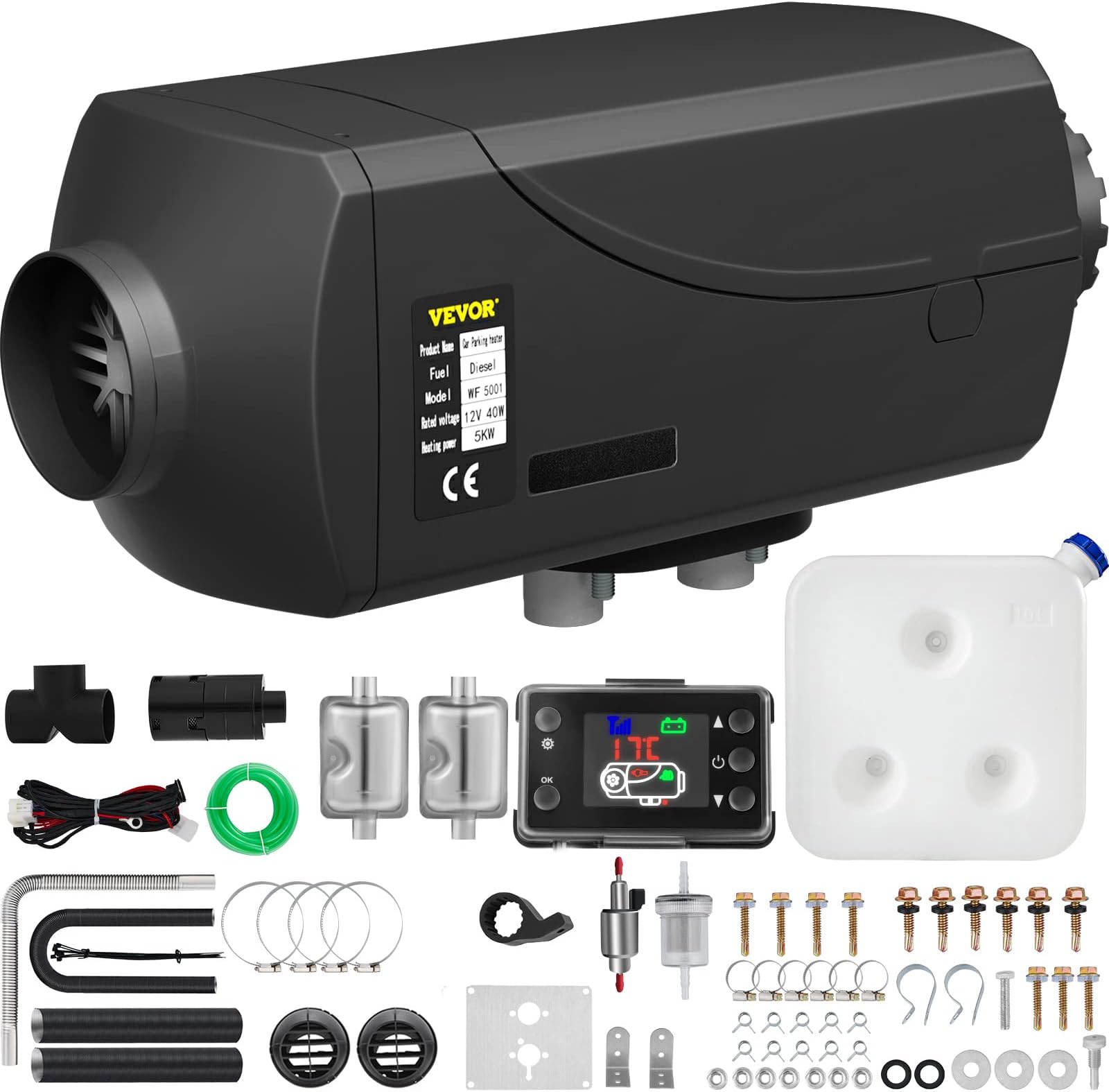 Amazon.com: Happybuy 5KW Diesel Air Heater 12V Diesel Parking Heater ...