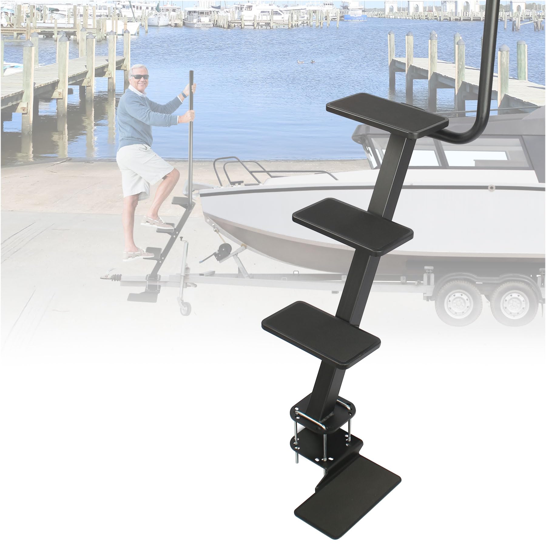 Amazon.com: 3 Step Boat Trailer Steps,Heavy Duty 400 LBS Capacity, Boat ...