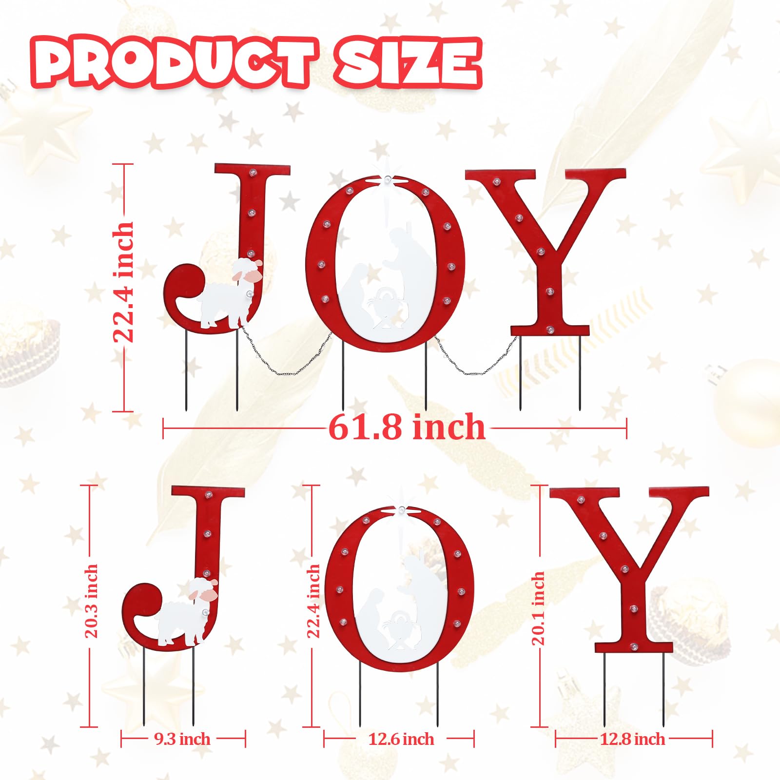 Snapklik.com : Christmas Metal Yard Stakes, Lighted Joy And Nativity ...