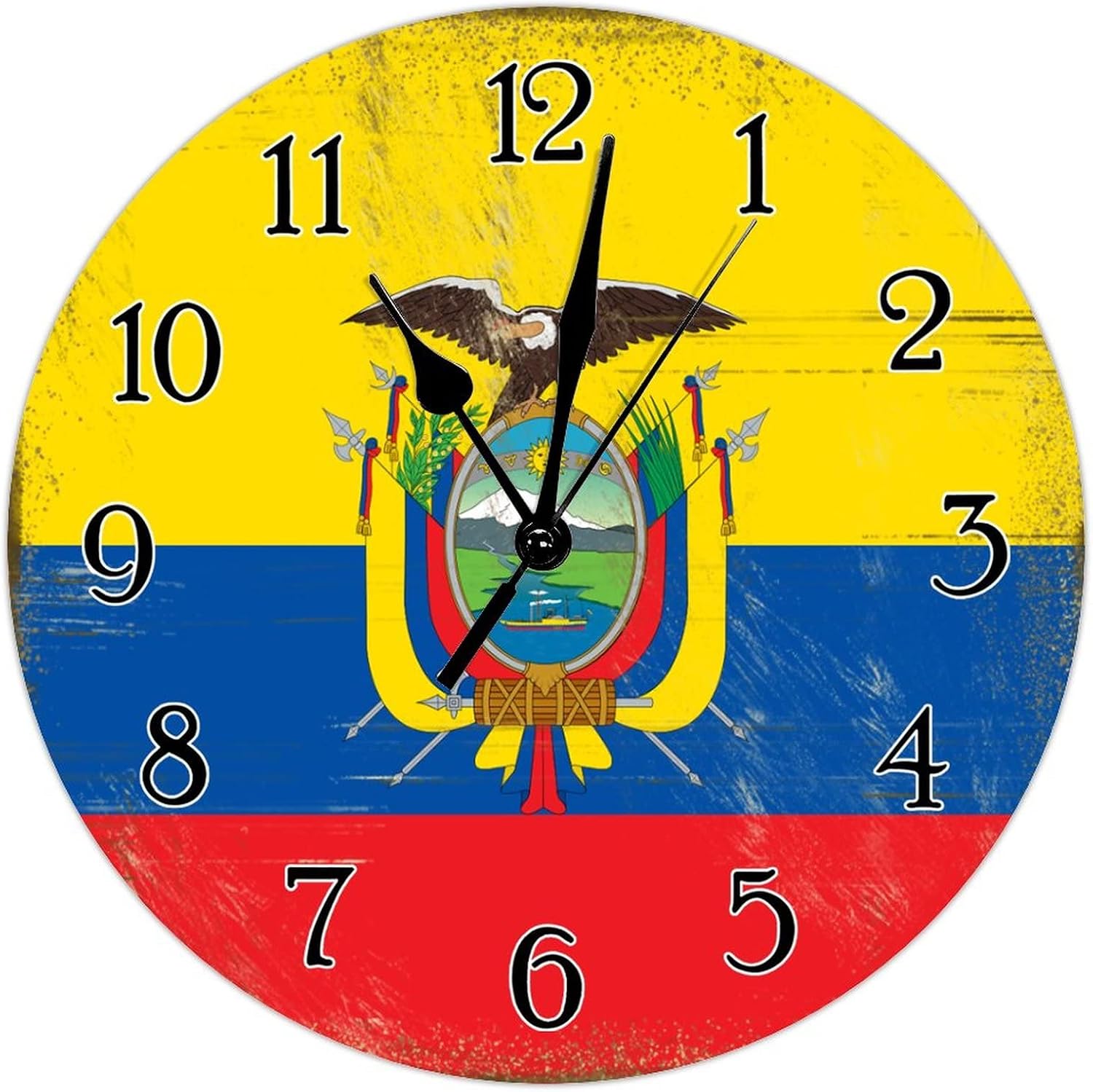 Amazon.com: Reloj de pared Ecuador para pared, sin tictac, funciona con ...
