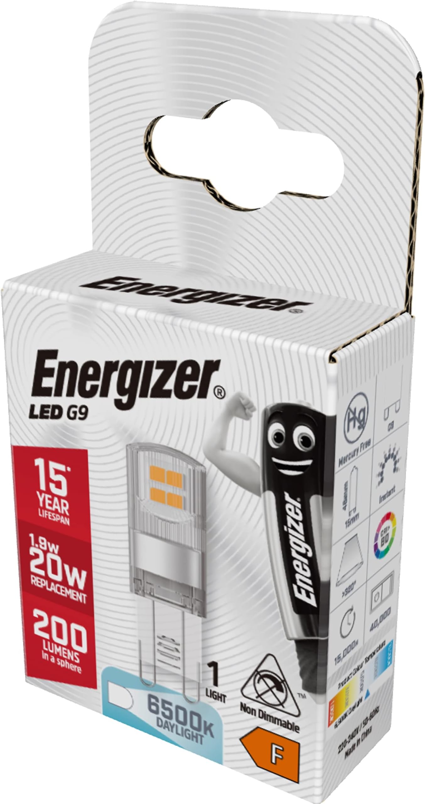 Energizer G9 LED Light Bulb. 1.9W (20w Halogen Equivalent) 220-240V ...