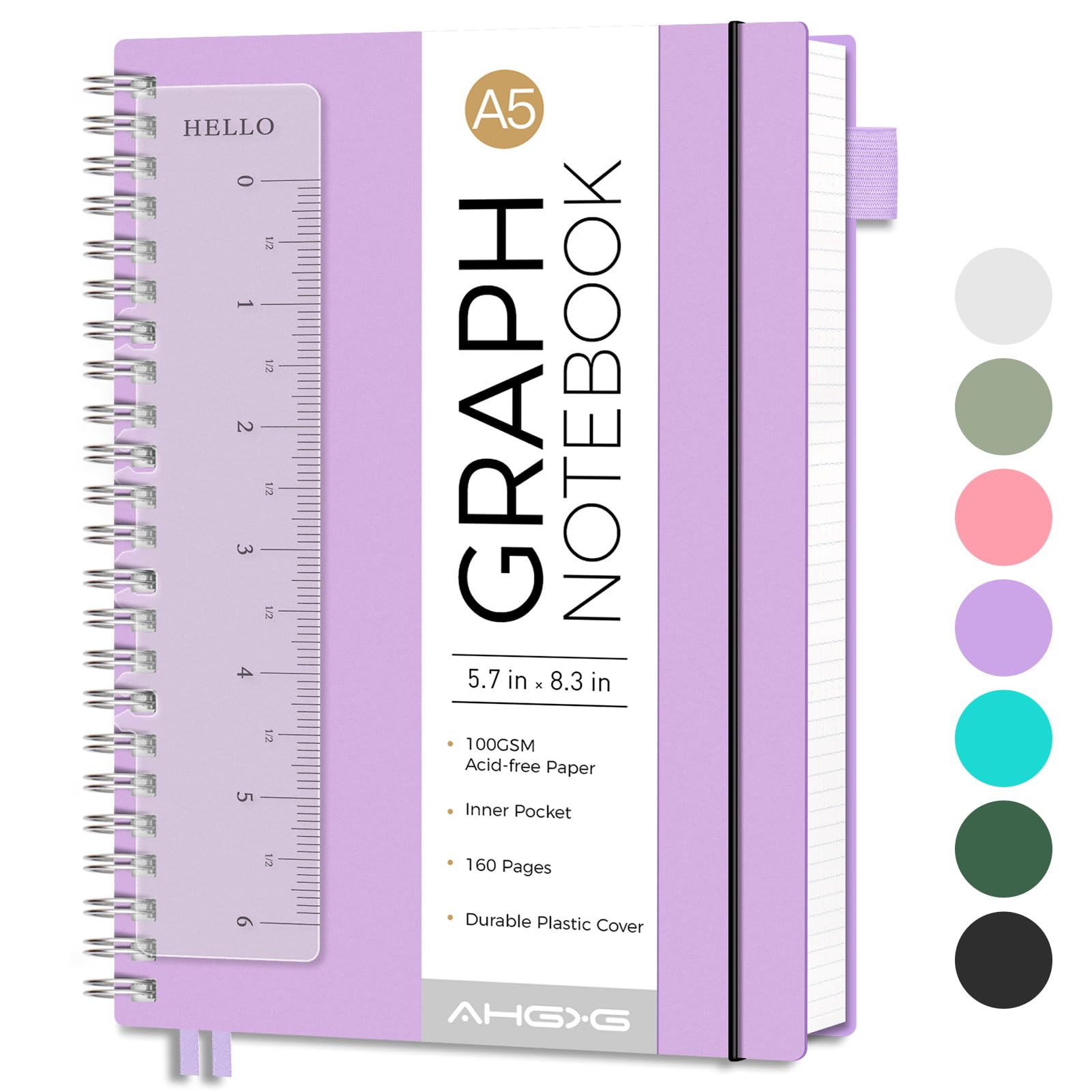Amazon.com : AHGXG Graph Paper Notebook - Spiral Notebook Journal 160 ...
