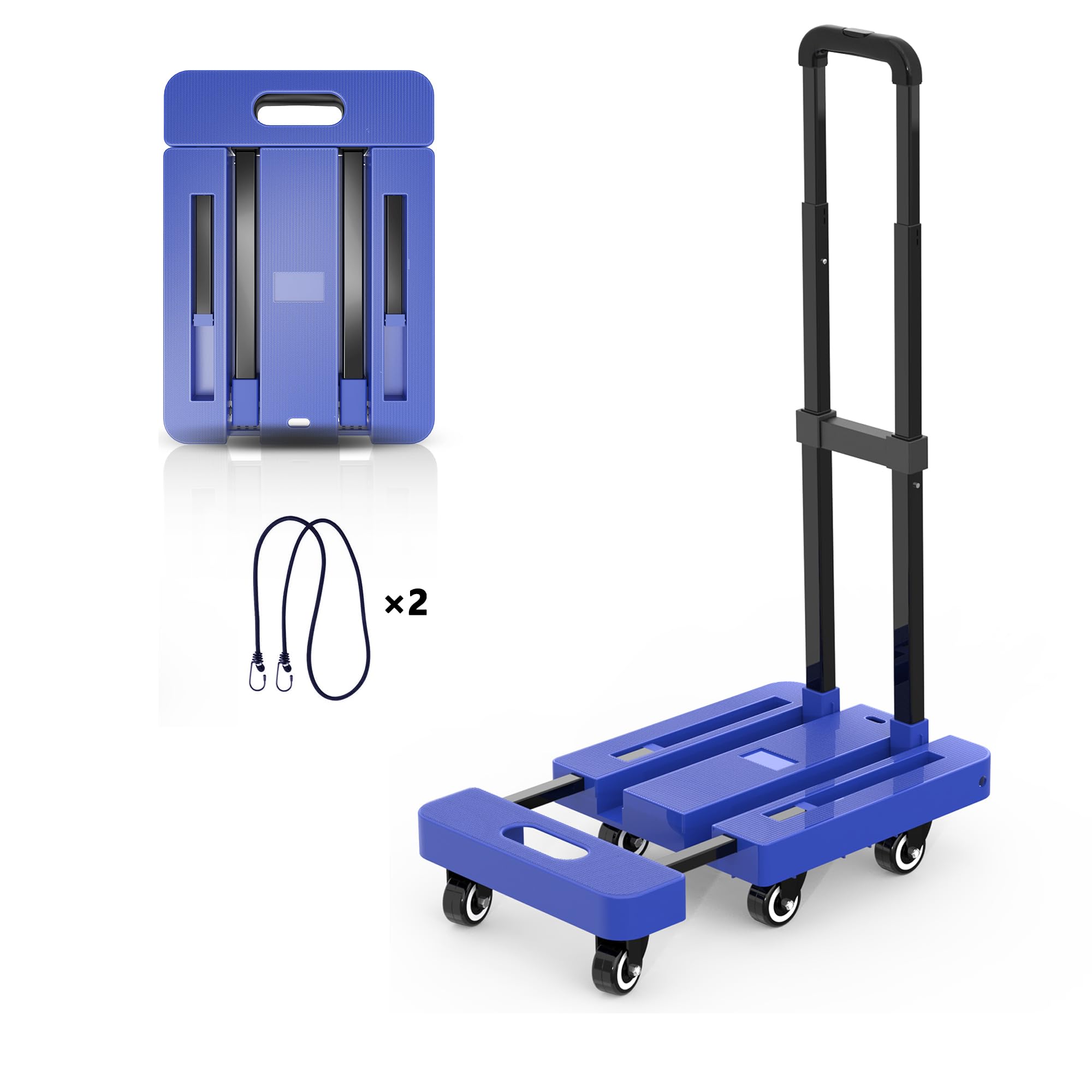 Collapsible Dolly Cart with Wheels, 500lbs Capacity Heavy Duty Folding ...