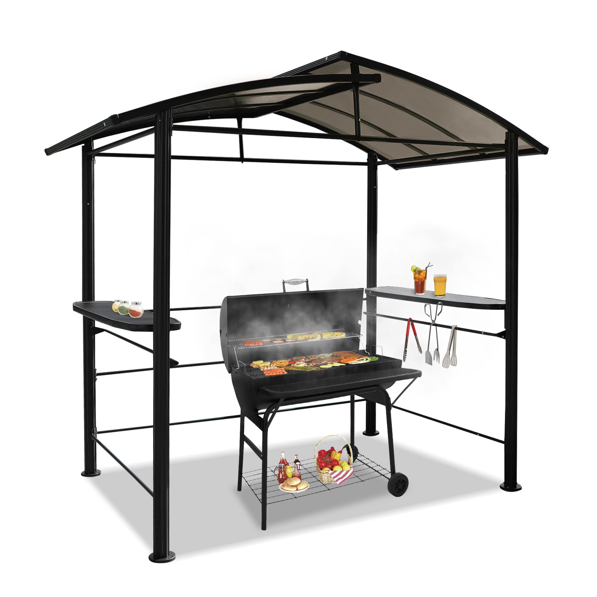 Amazon.com : Vilobos 8'x 5' Layered PVC Board BBQ Grill Gazebo Outdoor ...