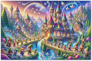 Amazon.com: Cute Elves Magic Castle Puzzle Adult with Letters on Back ...
