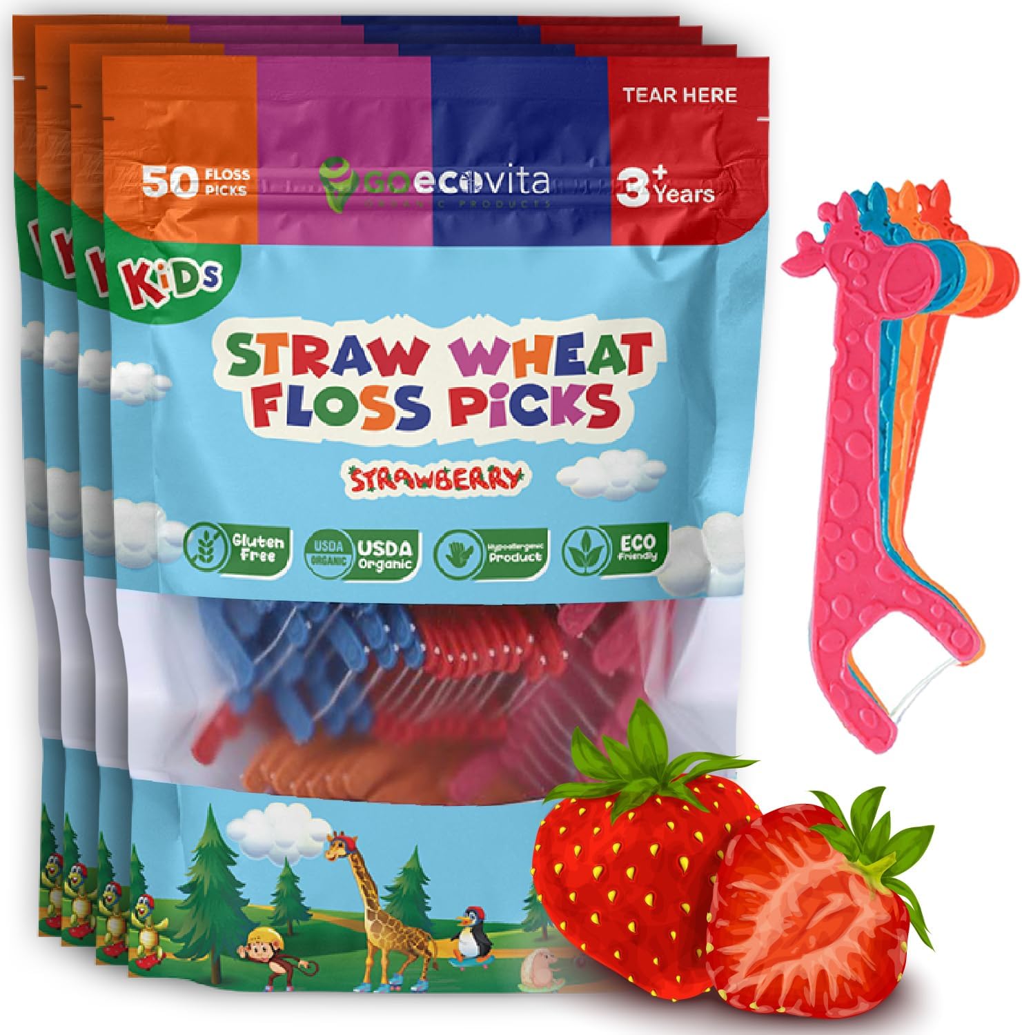 Amazon.com : EcoFrenzy Kids Floss Picks 200 COUNT (4 packs of 50 ...