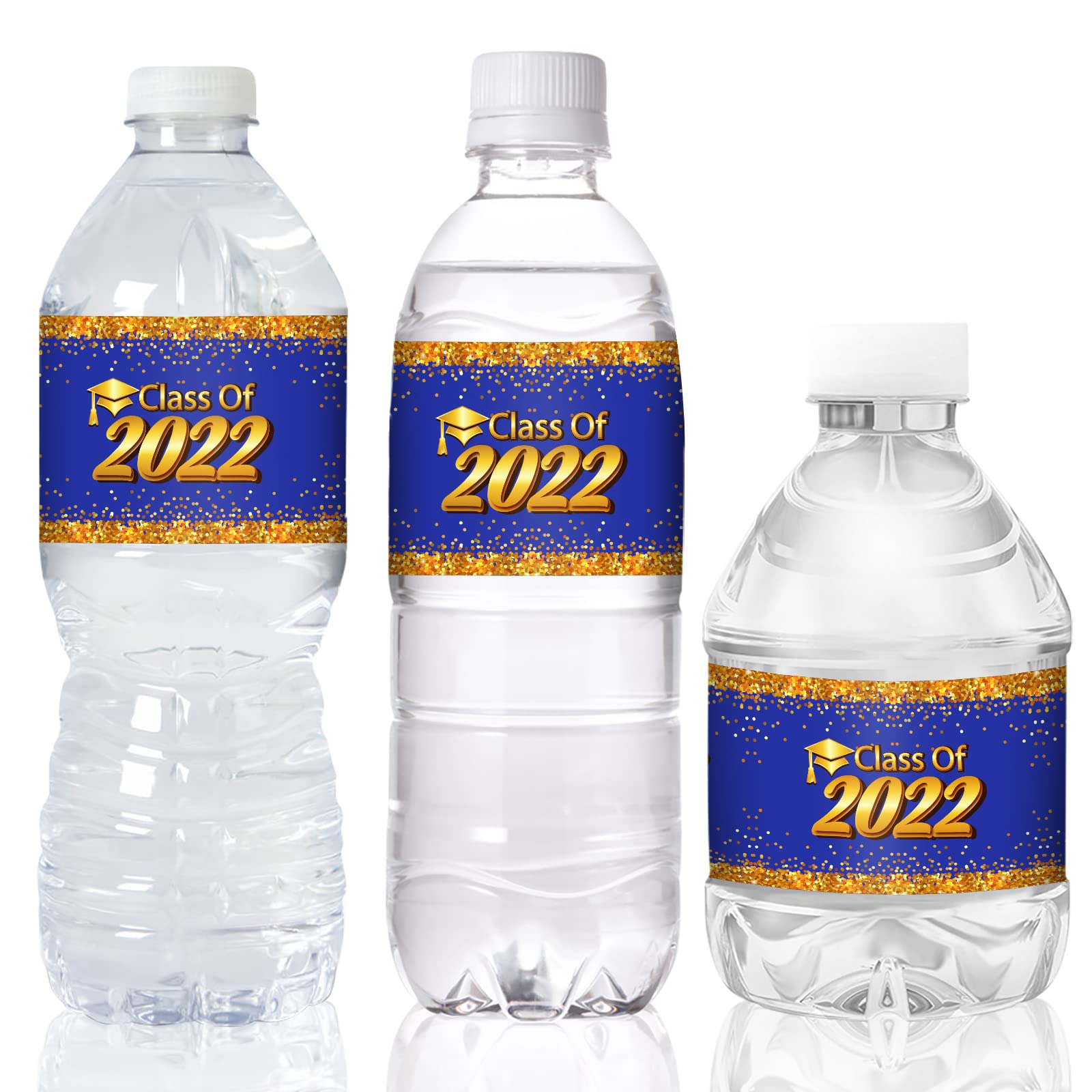 Facraft24pcs Graduation Party Water Bottle Labels 2022 Blue And Gold ...