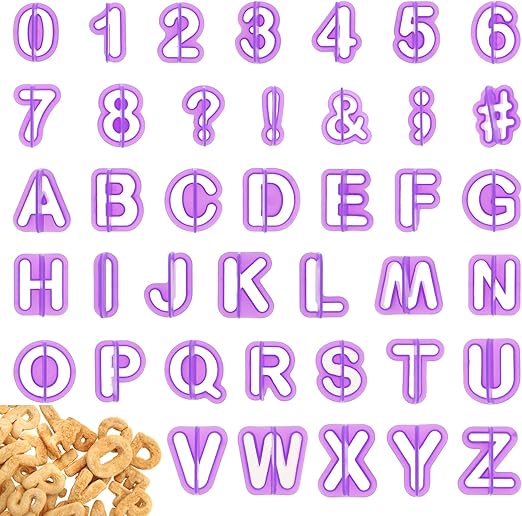Amazon.com: 40 Piece Fondant Letter Cutters Set Purple Plastics ...