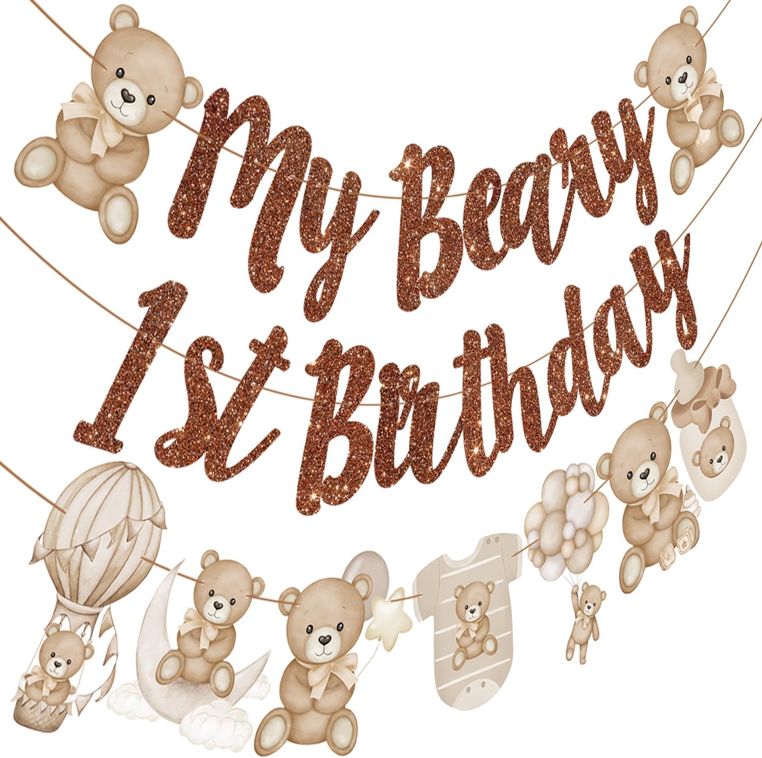 Amazon.com: Beary First Birthday Banner - Bear First Birthday ...