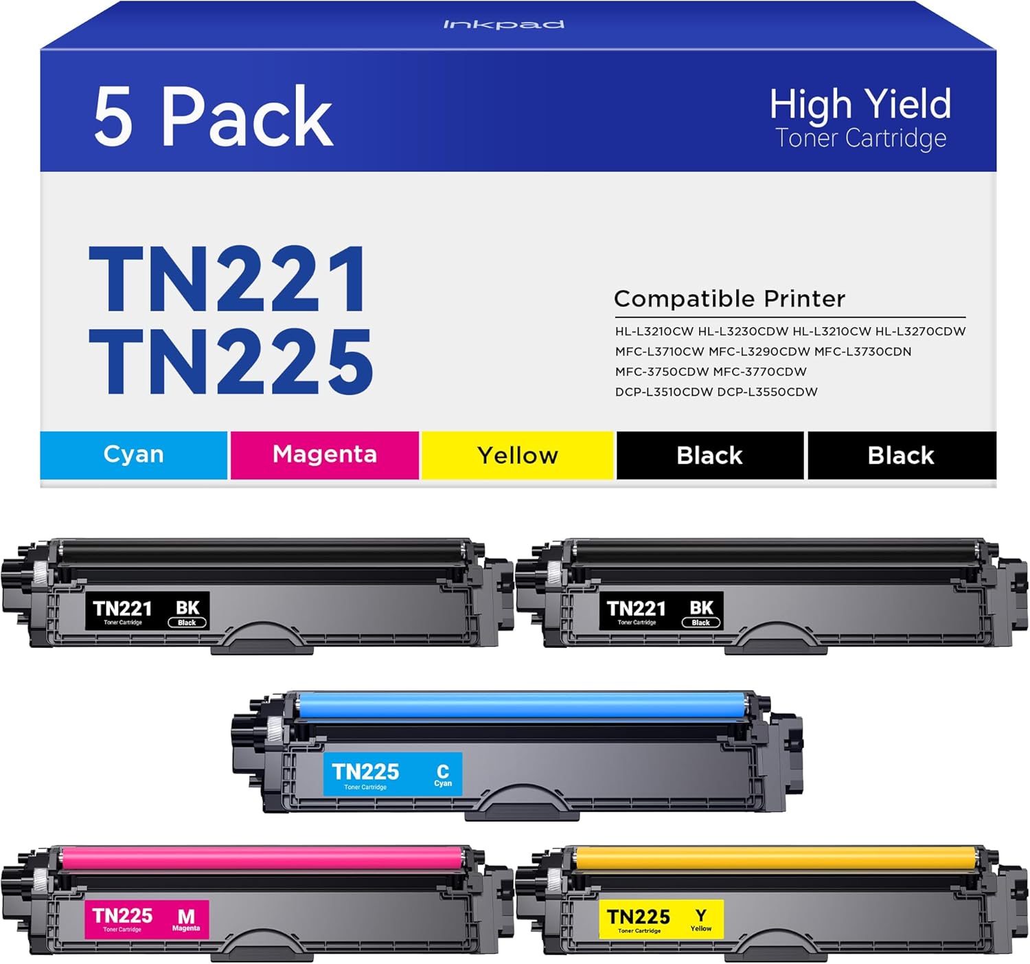 Amazon.com: TN221 TN225 High Yield Toner Cartridge Replacement for ...