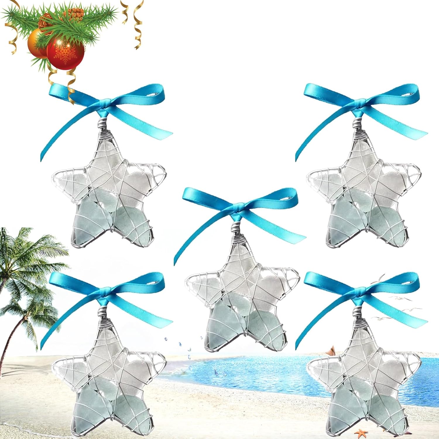 Amazon.com: Sea Glass Star Gift, Ocean Christmas Tree Sea Glass ...