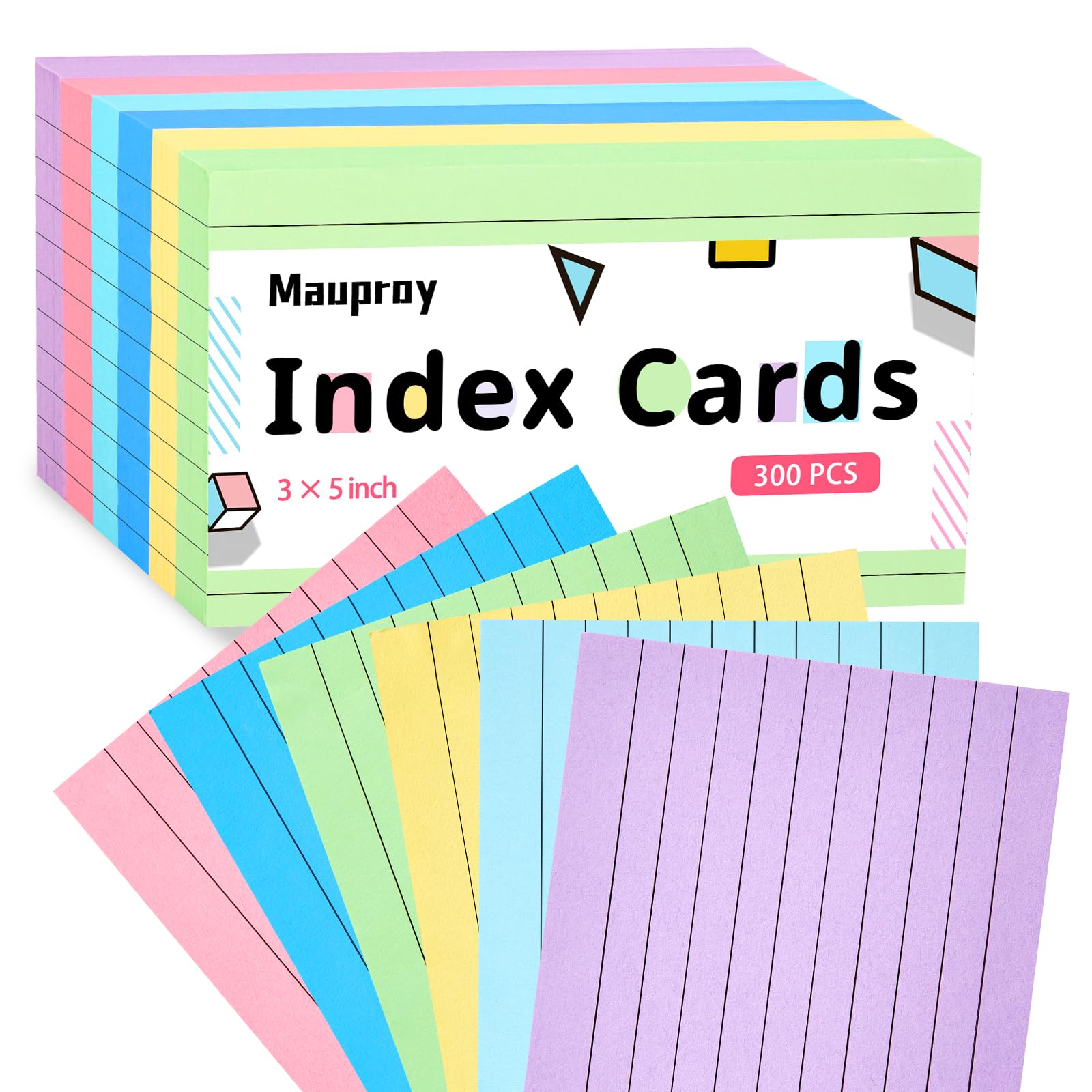 Amazon.com : Mauproy 300Pcs Index Cards, 3 x 5 Inches Colored Flash ...