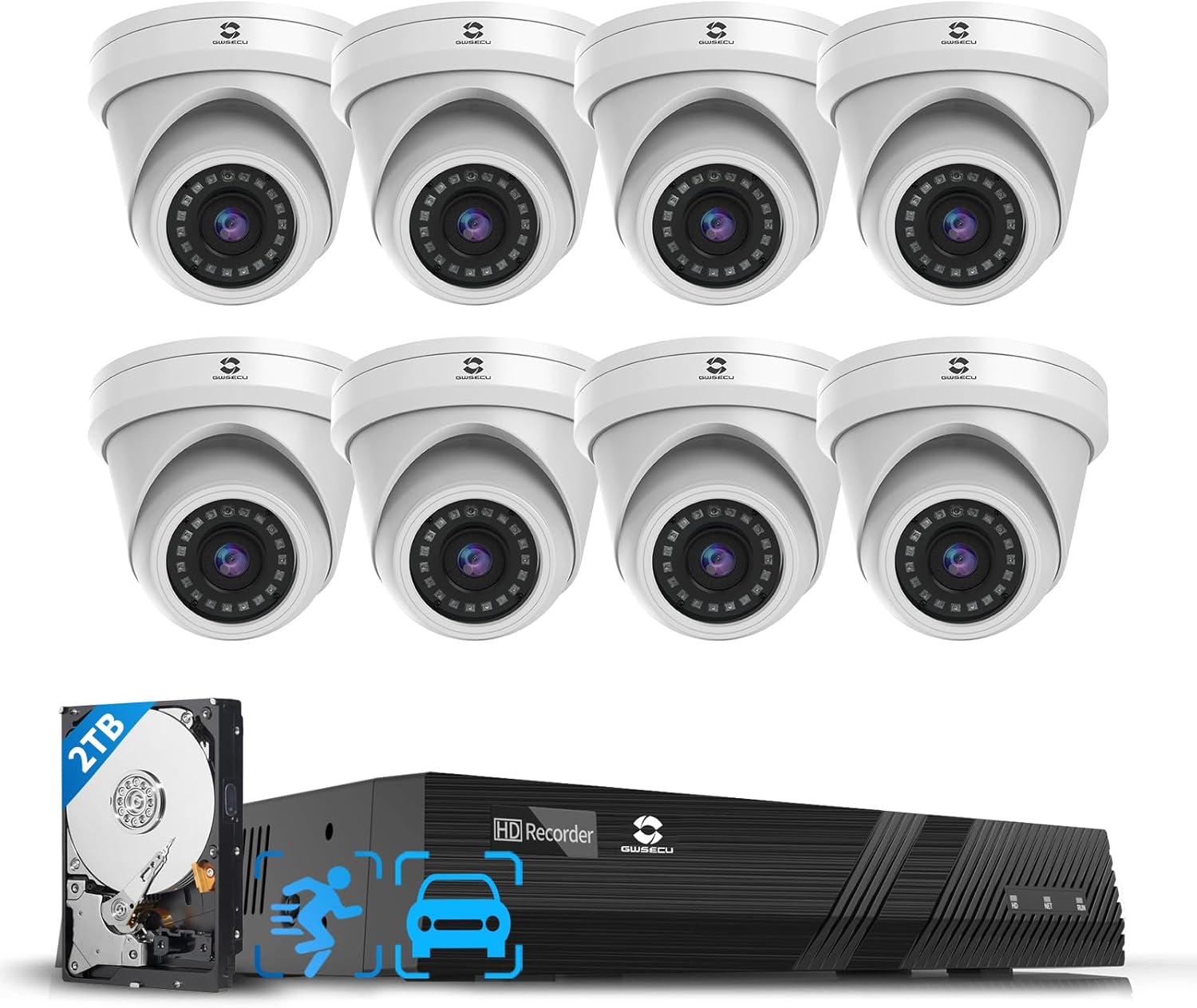Amazon.com : GWSECU 8 Channel Security Camera System 4K, 8pcs 8MP Wired ...
