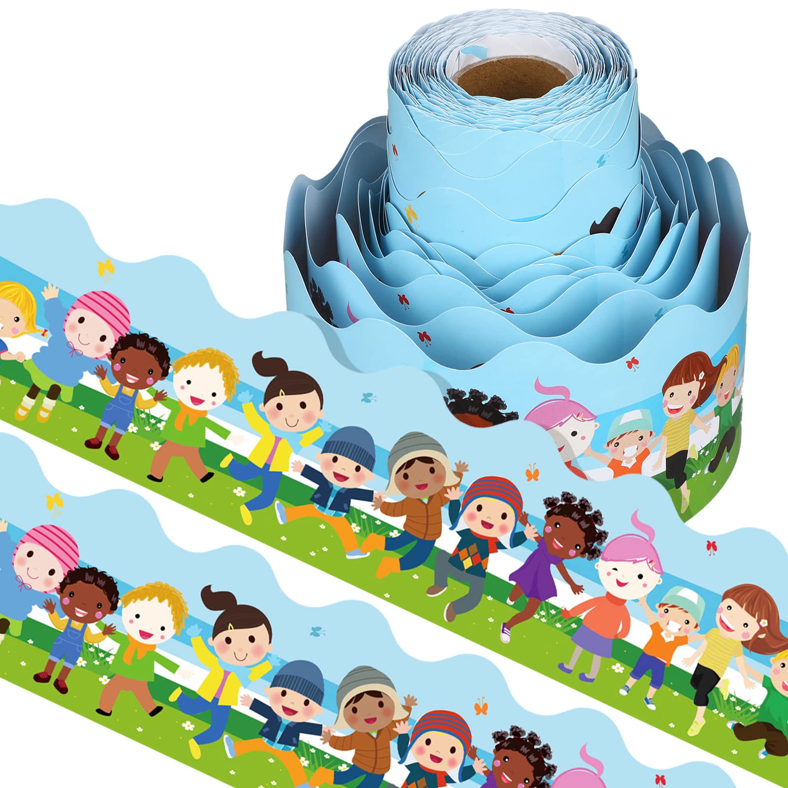 Snapklik.com : 65.6ft Diversity Bulletin Board Border Trim Border Diverse Children Border ...