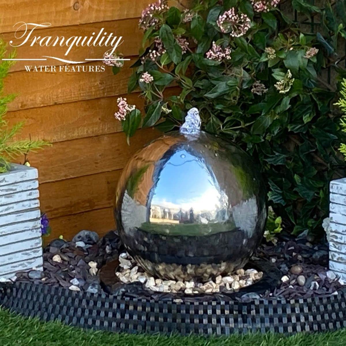 Buy 30cms Stainless Steel Sphere Mains Powered Water Feature, Waterfall ...