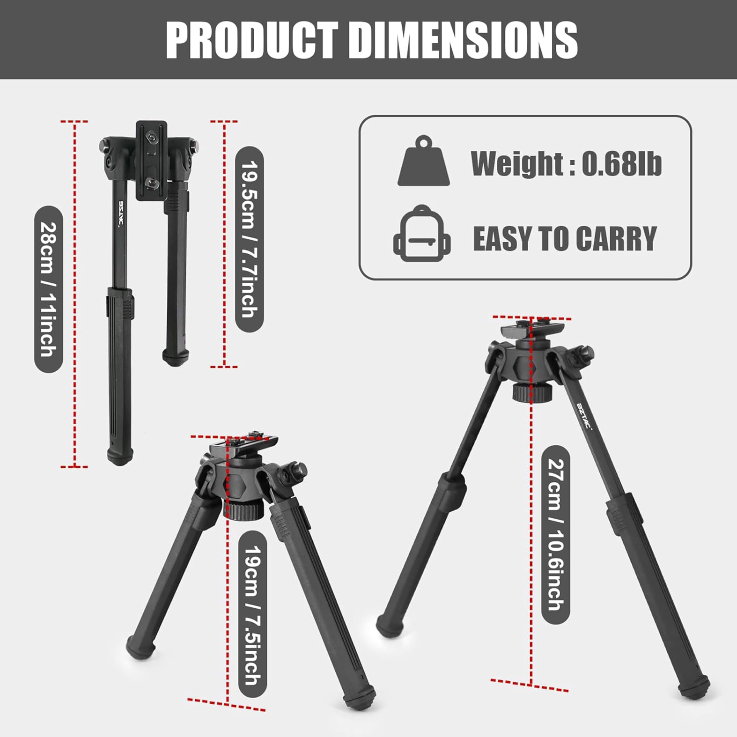 Snapklik.com : UUQ QV14 Tactical Portable Rifle Bipod, Picatinny And ...
