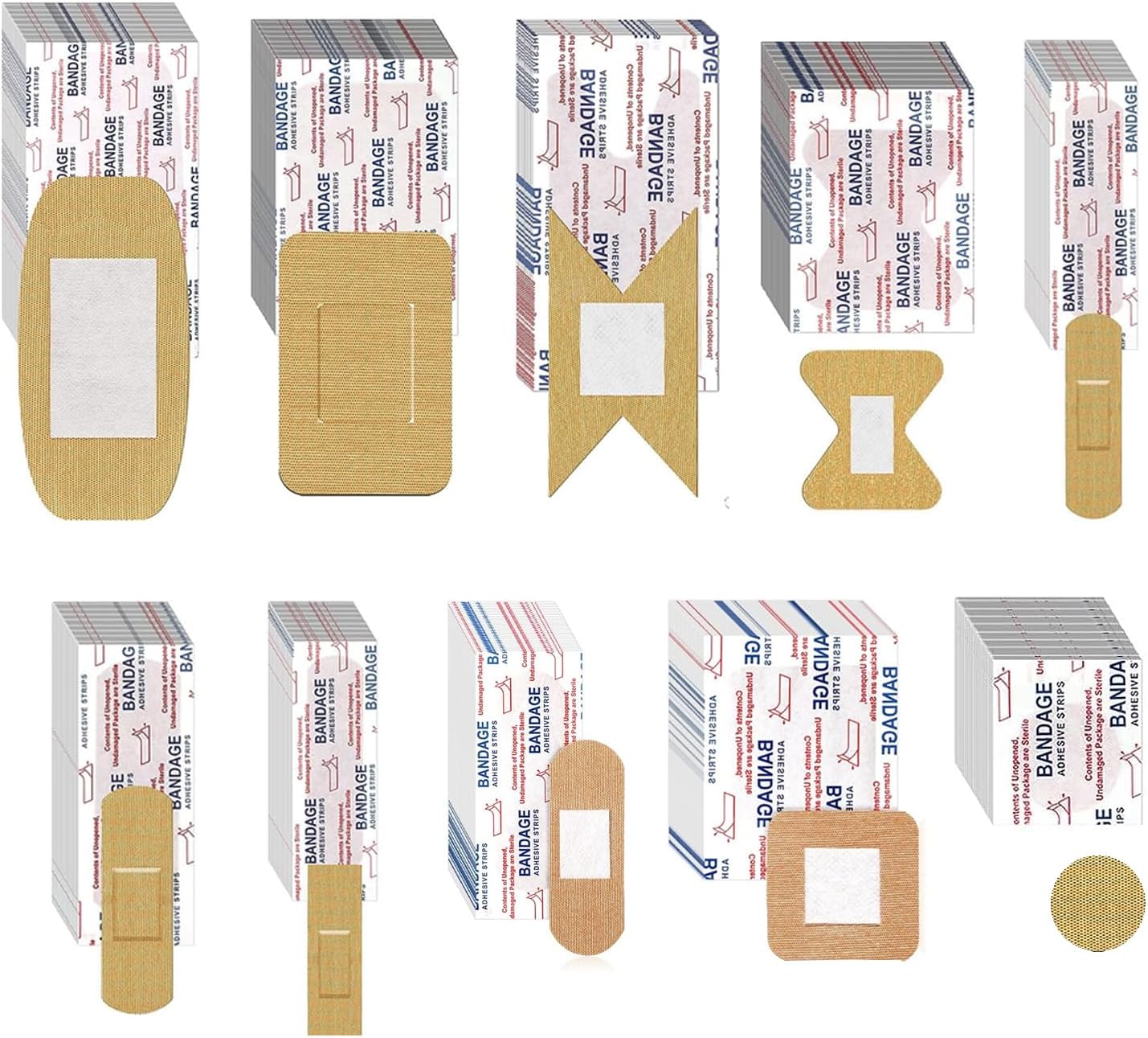 Amazon.com: 200 Pcs Variety Bandages Pack Assorted Sizes Fingertip ...