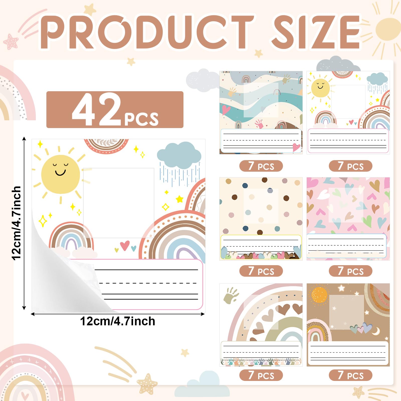 Snapklik.com : Fuyoooo 42pcs Rainbow Desk Name Tags Boho Kids Photo ...