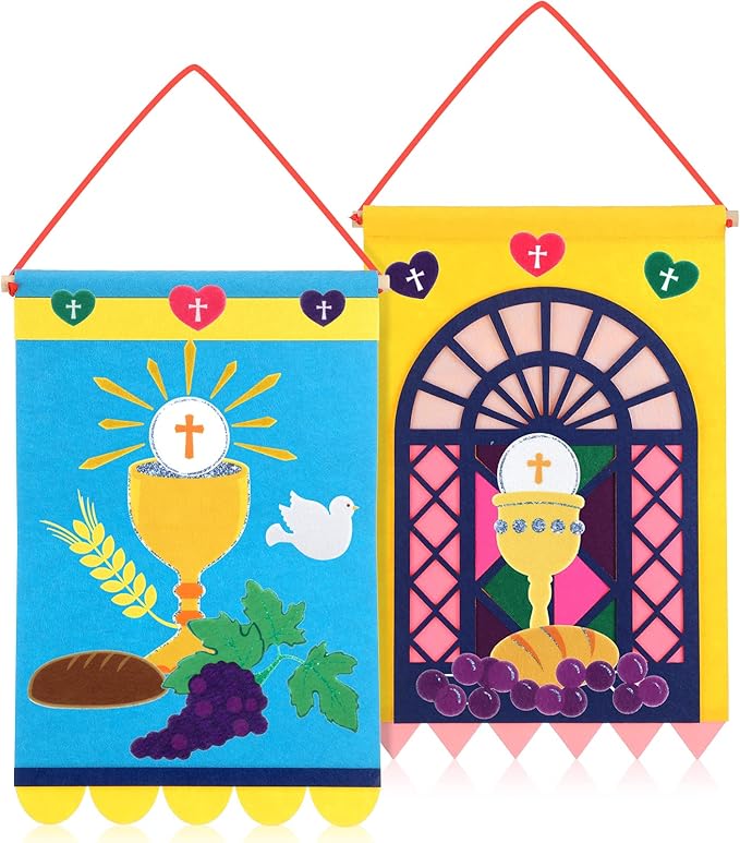 Amazon.com: Oudain 2 Sets First Communion Banner Kit for Boys Girls ...