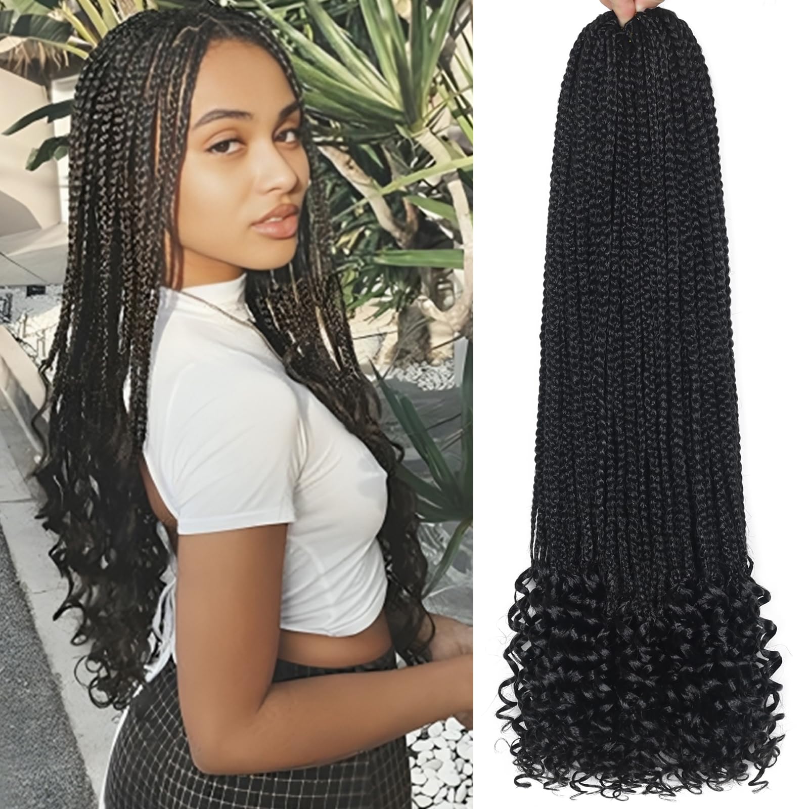 Amazon.com : 14 Inch Crochet Box Braids Hair with Curly Ends Pre looped ...