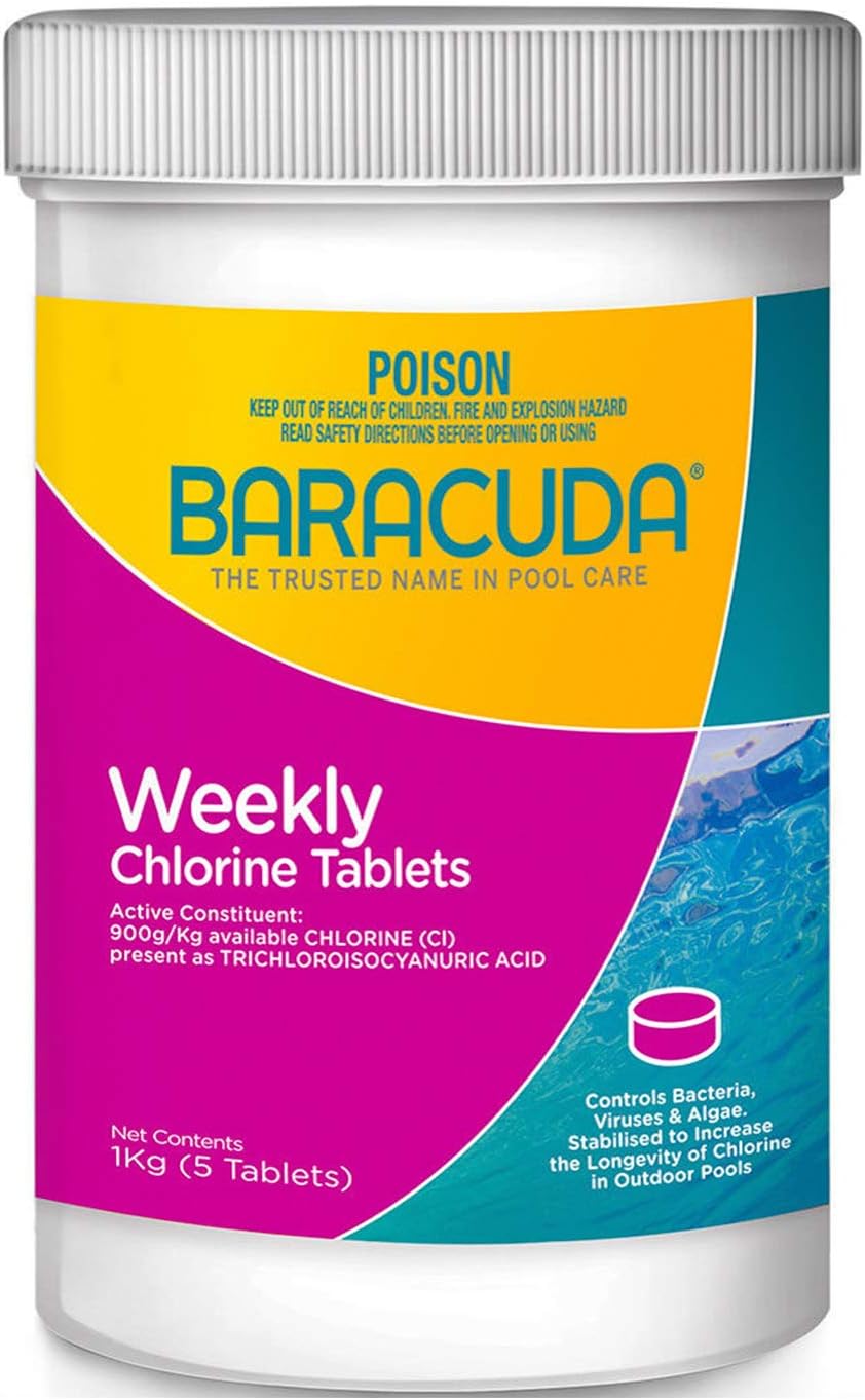 Pool Tablets PRO Once A Week Chlorine 1kg Baracuda Multi Action Water ...