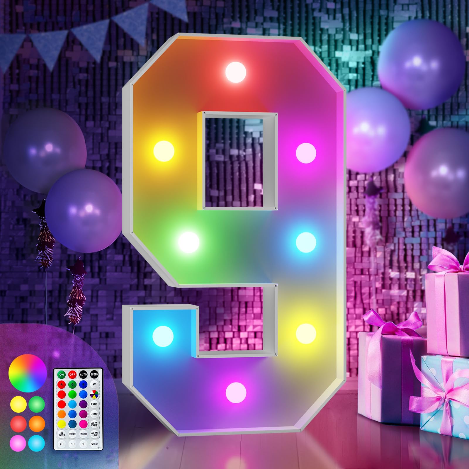 Snapklik.com : Imprsv 3FT Colorful Marquee Numbers,18 Colors
