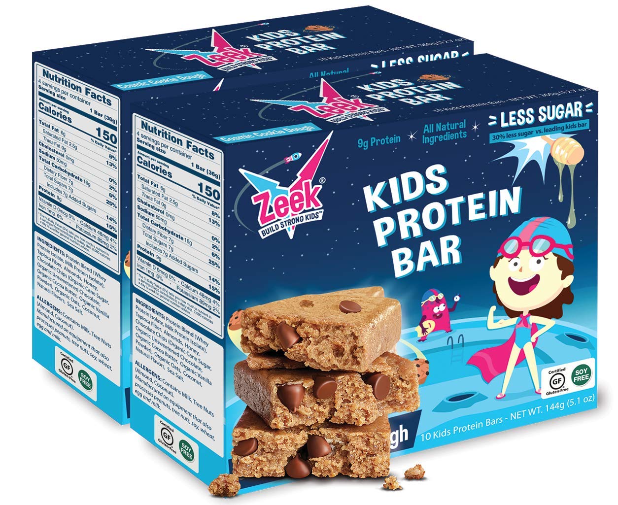 Amazon.com : ZEEK BAR - Kids Protein Snack Bars - Less Sugar, High ...