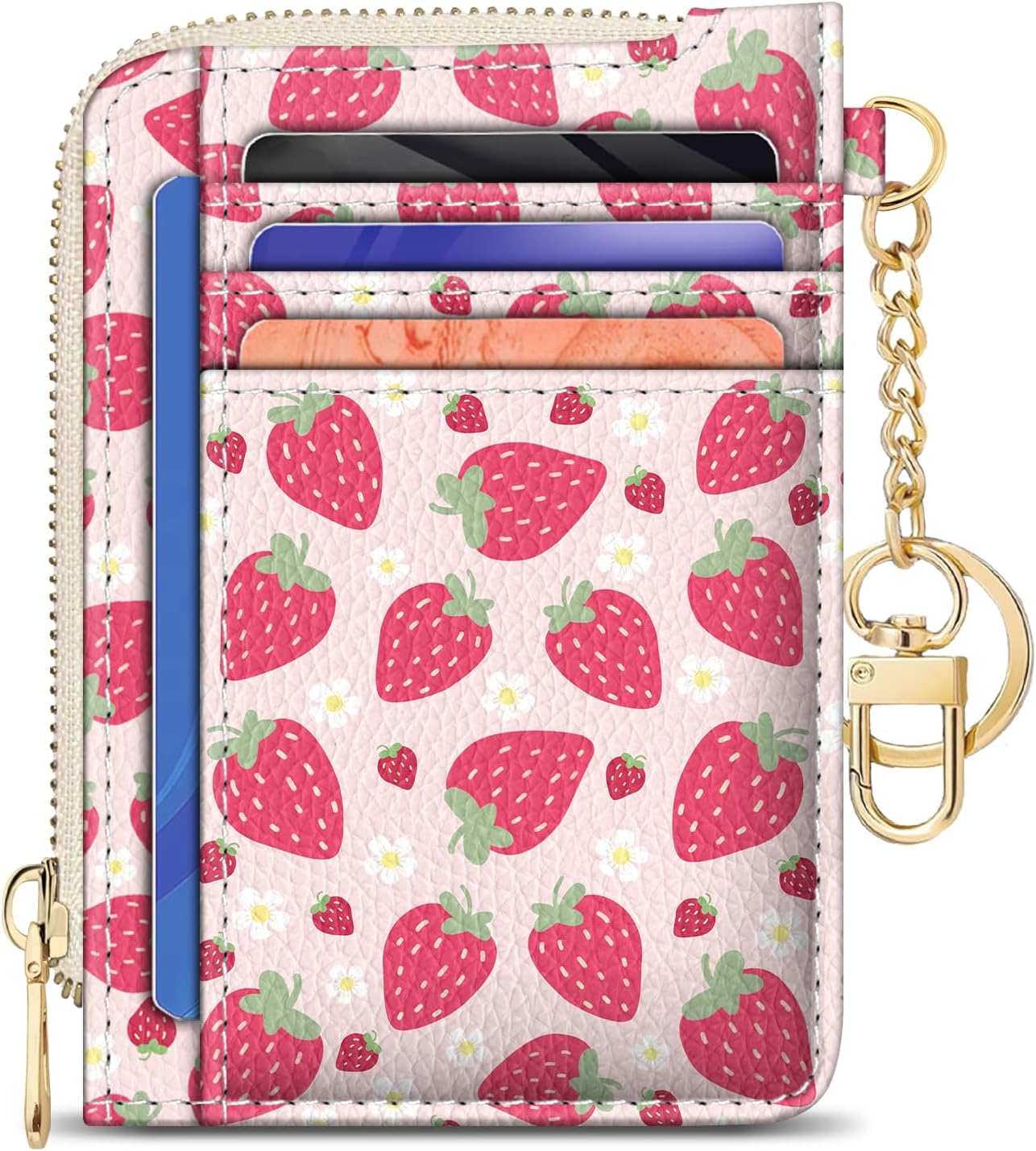 GIANCOMICS Slim Wallet Credit Card Holder Women, Strawberry Rfid ...