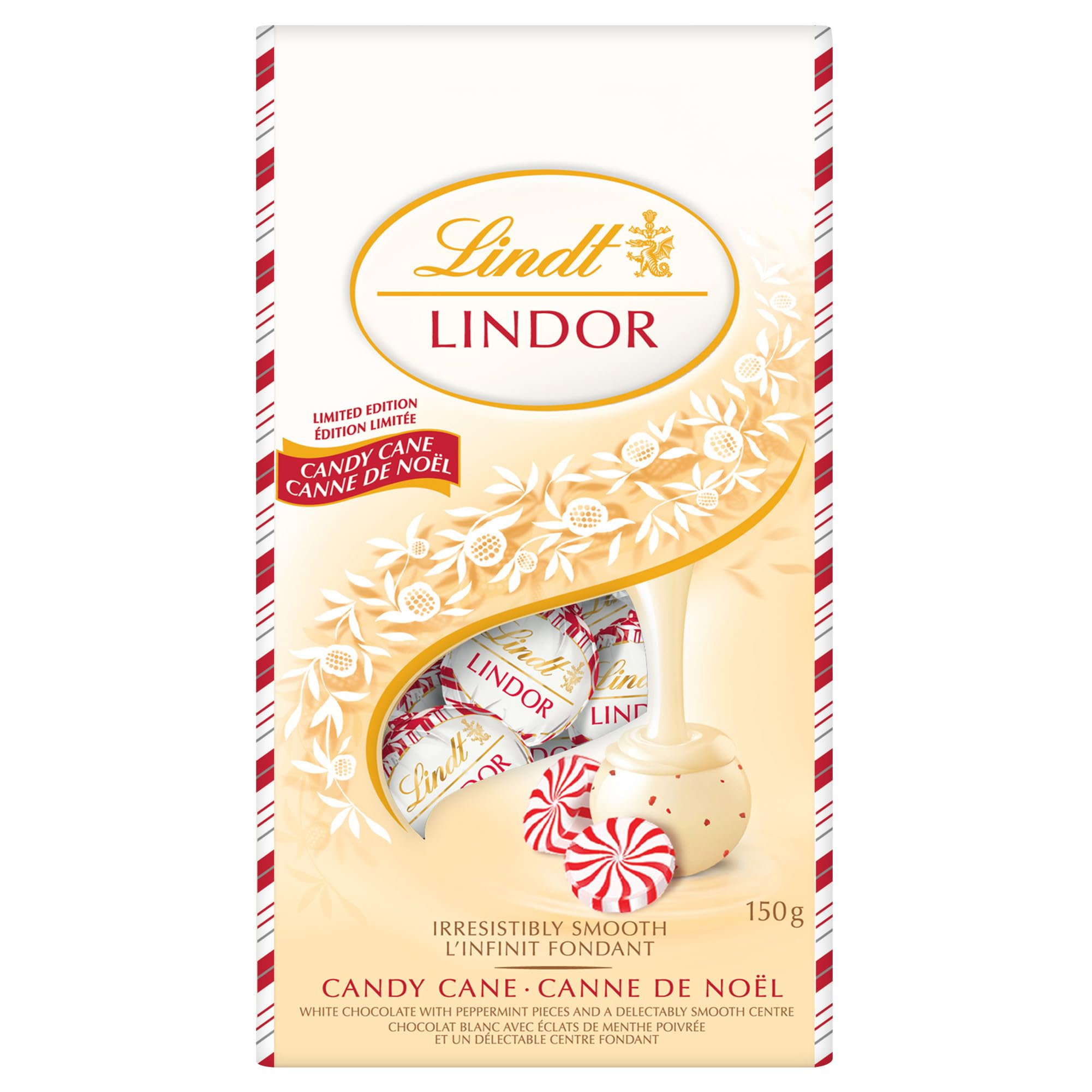 Lindt LINDOR Candy Cane White Chocolate Truffles, 150-Gram Bag : Amazon ...