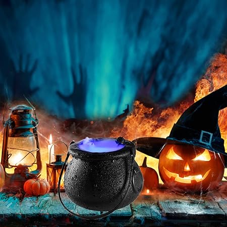 Amazon.com: Halloween Mist Maker Fogger 8" Black Witch Cauldron Fog ...