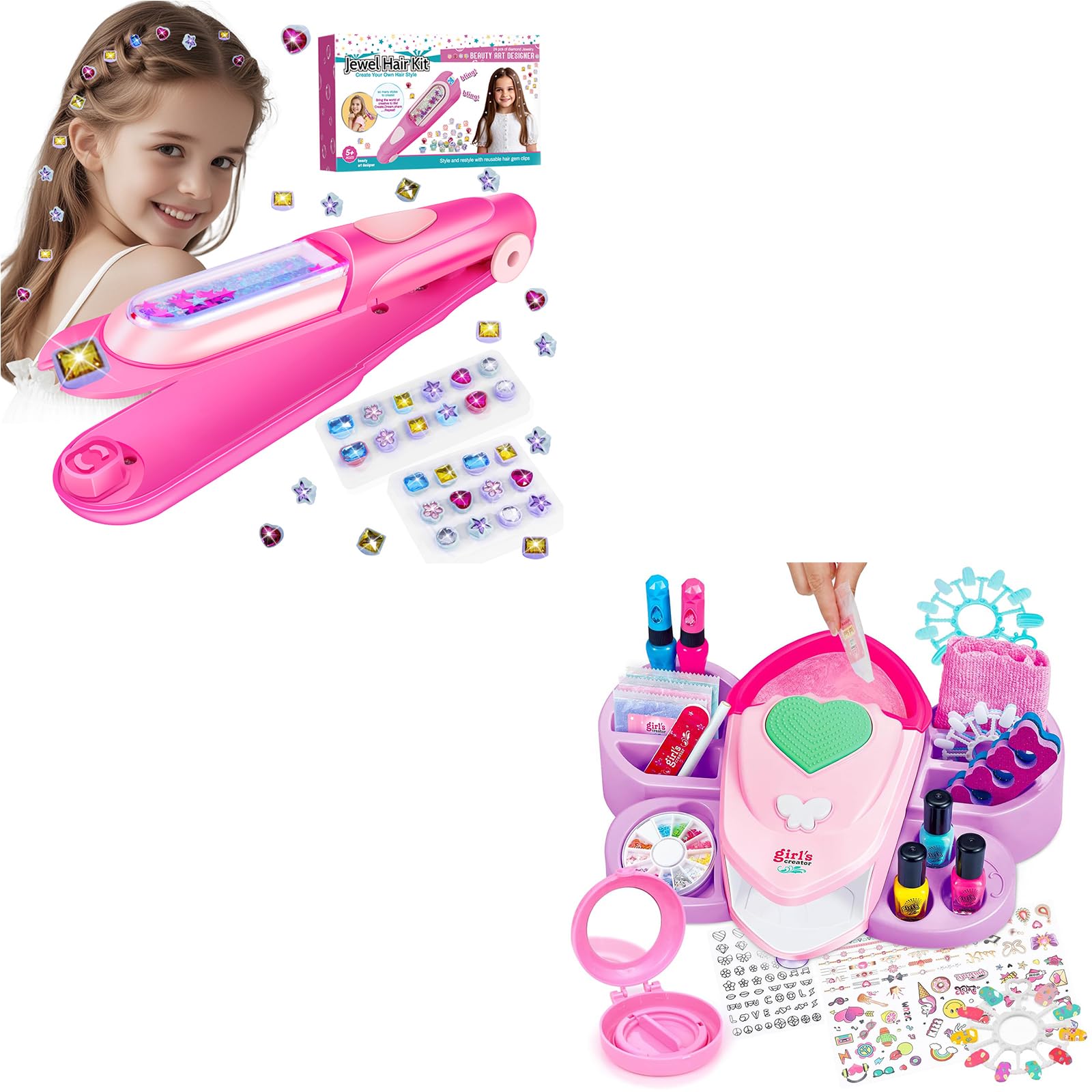 Kidzkube Hair Gem Stamper Hair Gem Stamper With 180 Hair Gems, Hair ...