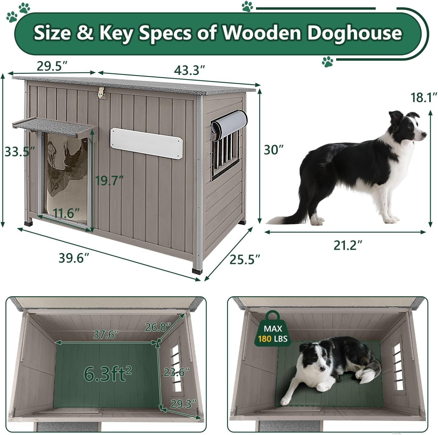 PetsCosset Large Outdoor Dog House Instruction Manual (Model 29.5"D×43. ...
