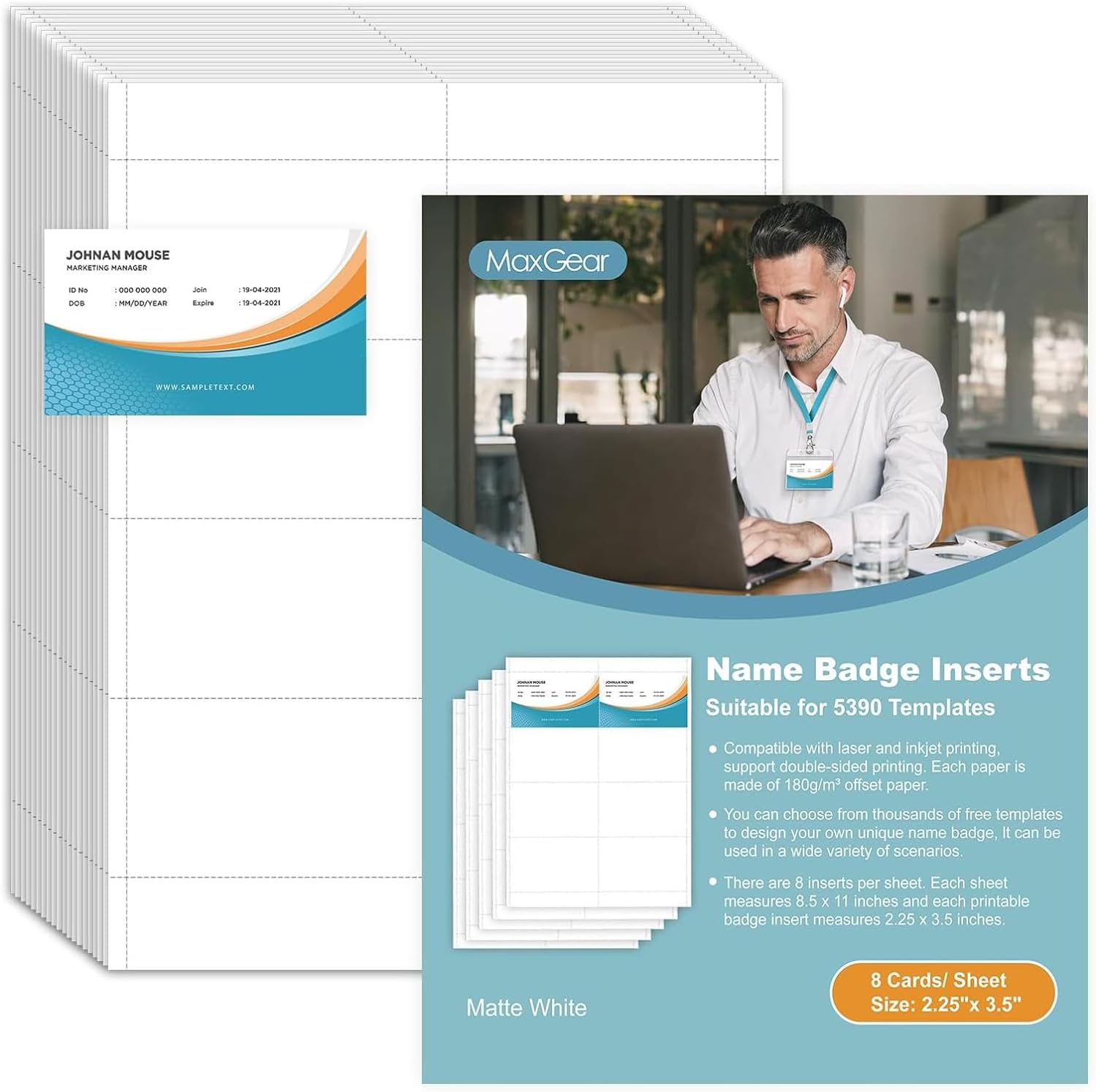 Amazon.com : MaxGear Name Badge Inserts Badge Labels, Printable Name ...