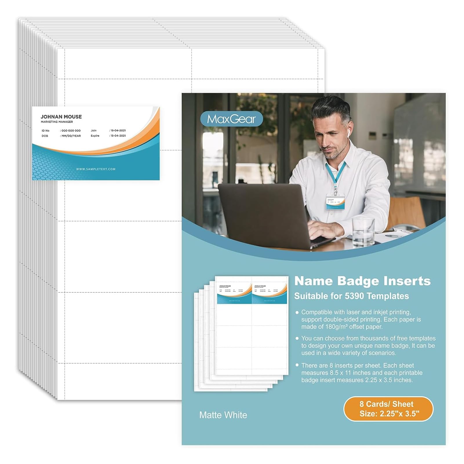 Snapklik.com : MaxGear Name Badge Inserts Badge Labels, Printable Name ...