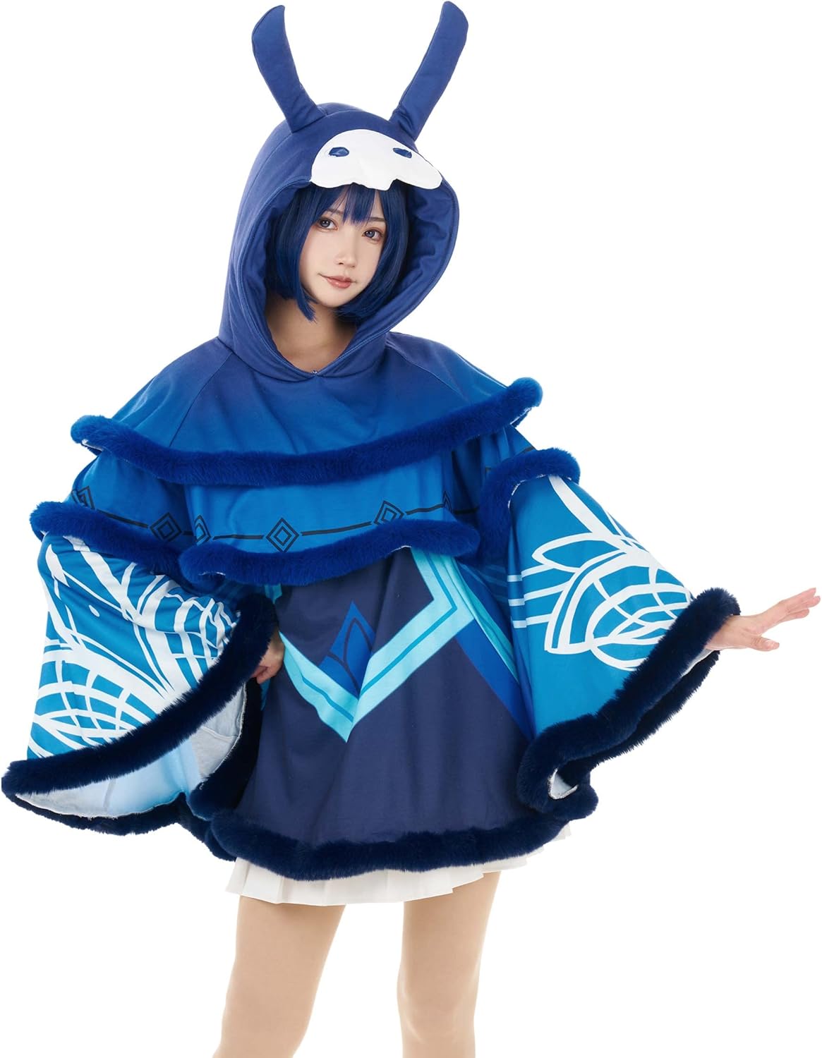 Amazon.com: Cosplay.fm Women Hooded Cloak Kawaii Blue Hooded Cape Game ...