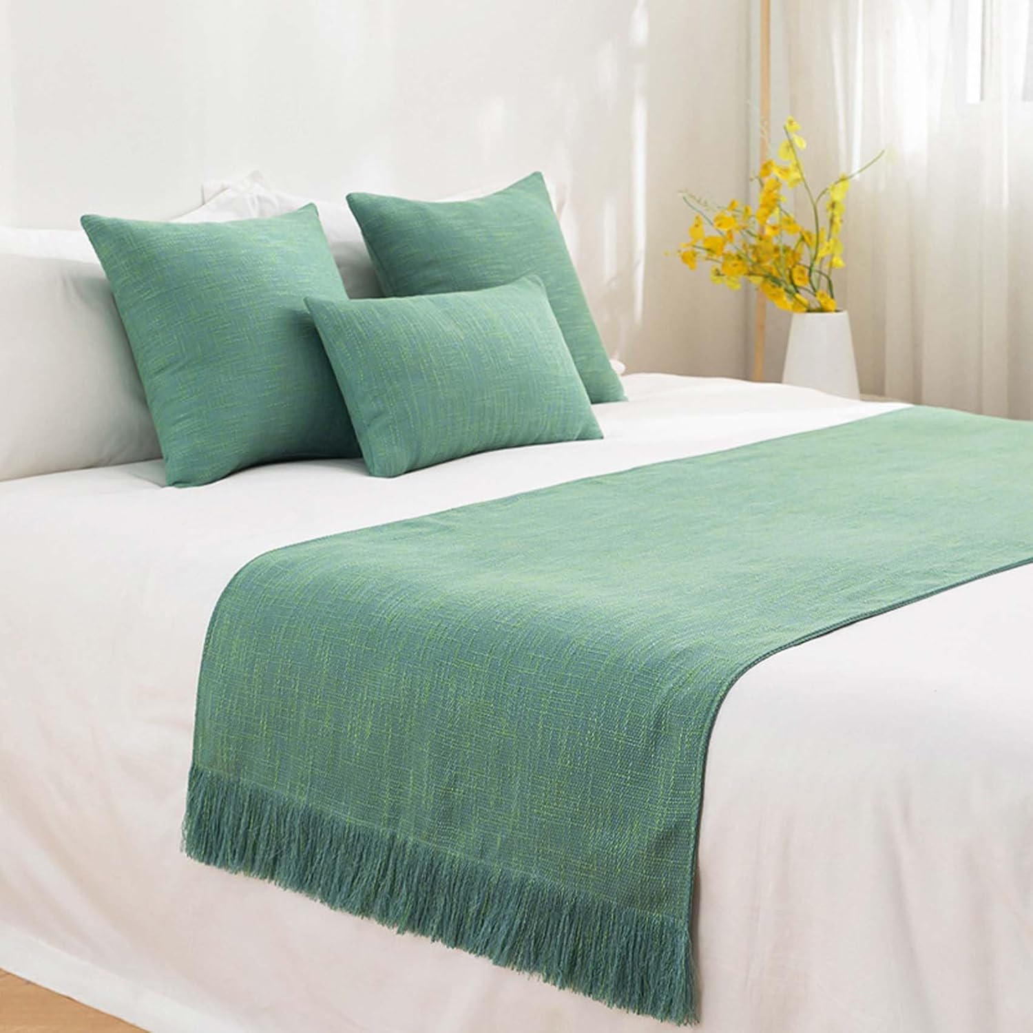 Amazon.com: Cotton Linen Bed Runners Fashion Modern Bedding Scarf ...