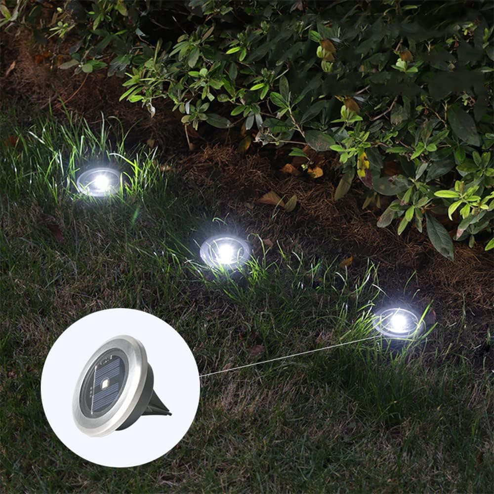 4 Pack Solar Ground Lights, Outdoor Waterproof Stainless Steel Solar ...