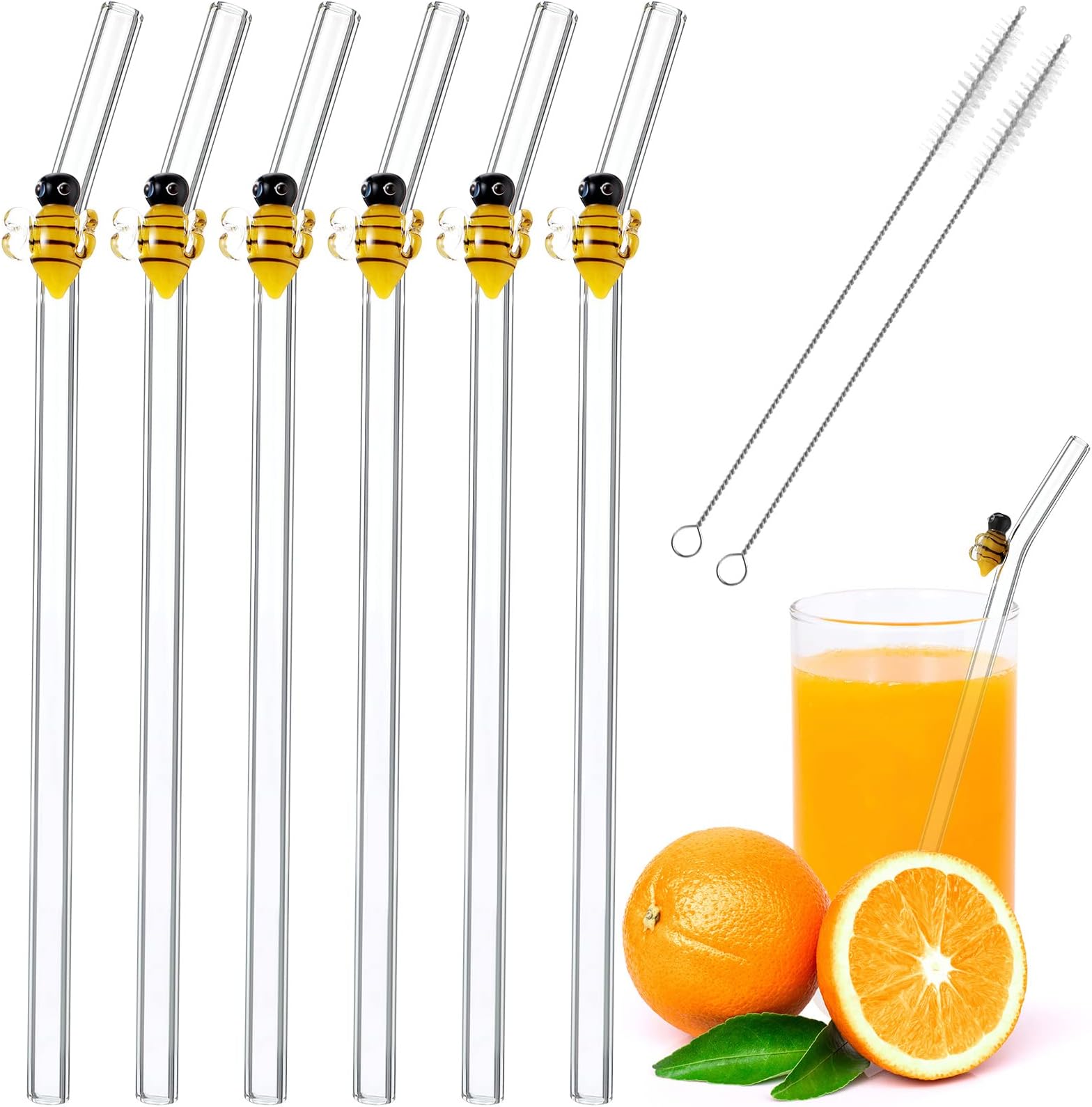 Amazon.com: Glass Straws with Fruit Charms - Reusable, Cute, Short ...