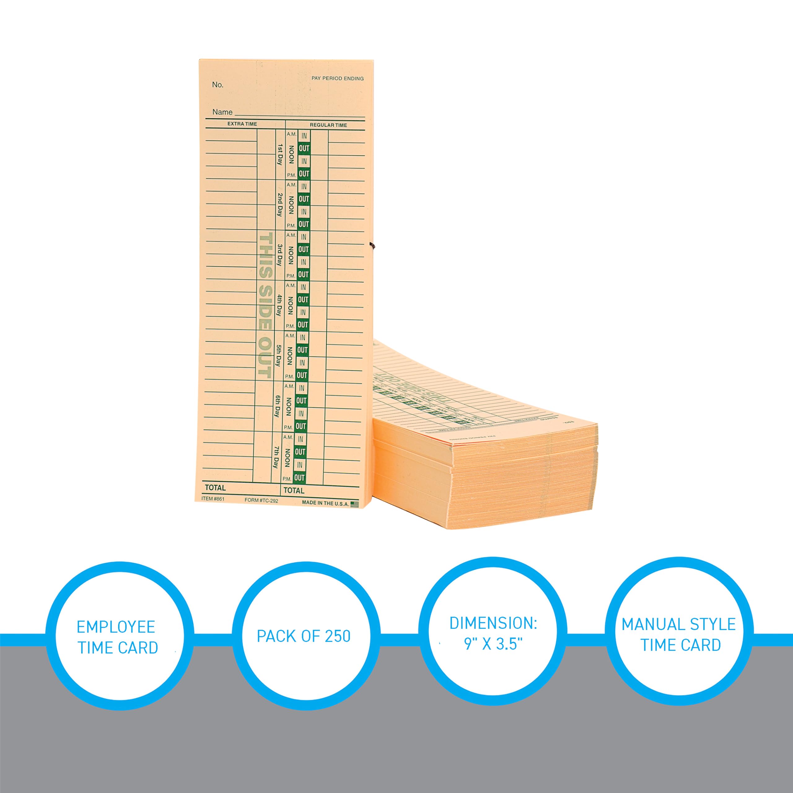 Snapklik.com : Employee Time Card - Pack Of 250 - Durable Time Cards ...