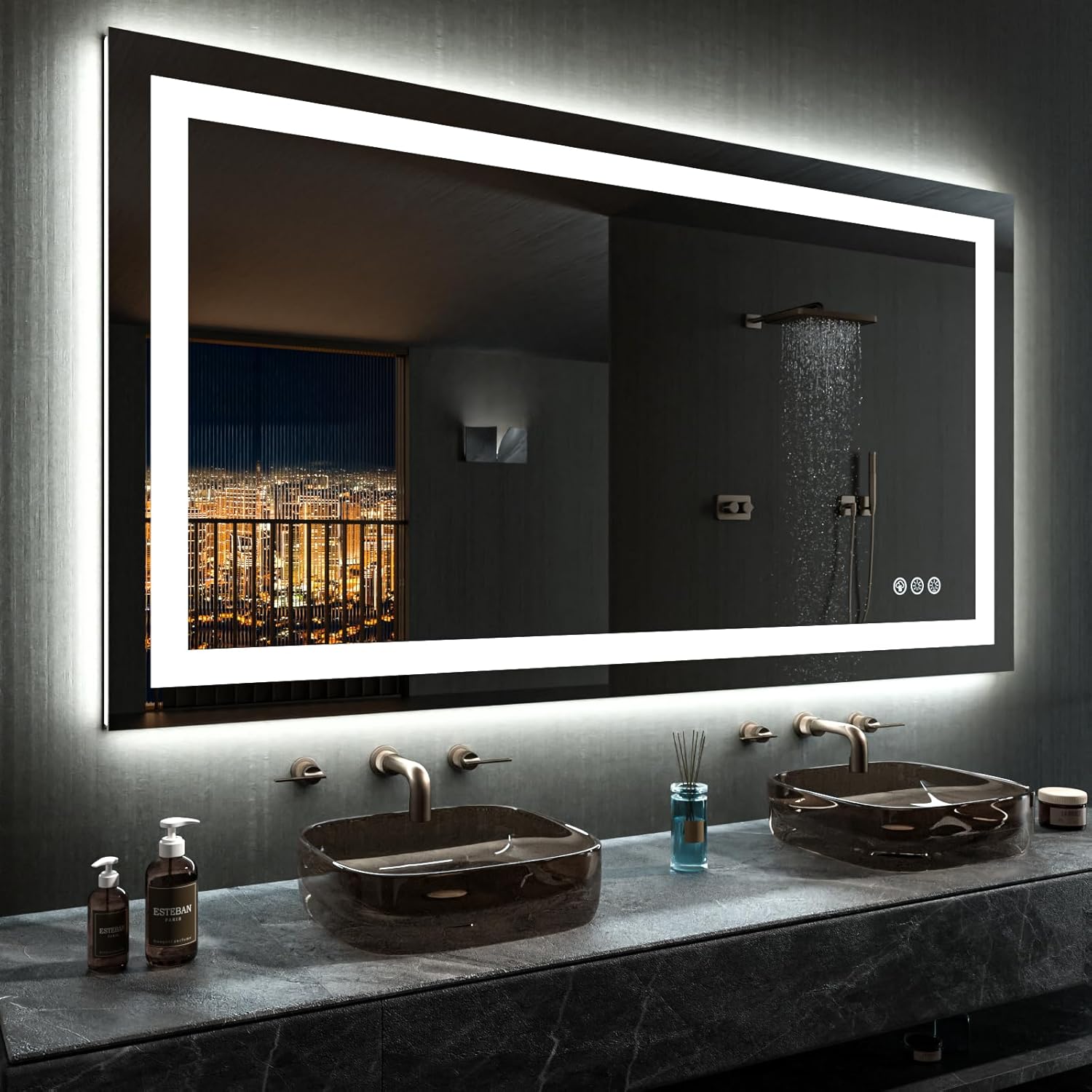 Amazon.com: LOAAO 72”X40“ RGB LED Bathroom Mirror with Lights, Large ...