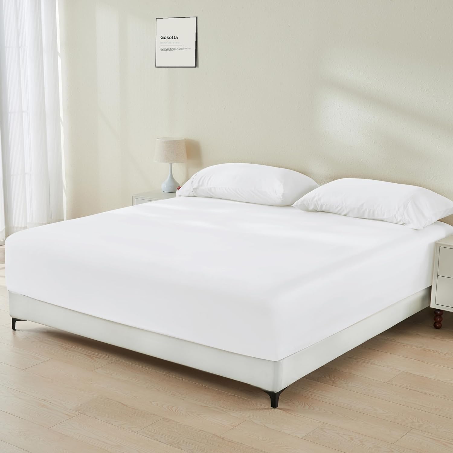 Amazon.com: GOKOTTA Bamboo Rayon Fitted Sheet and Pillow Cases, Super ...