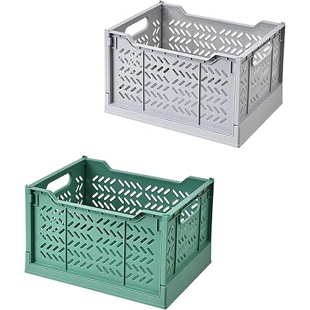 Spesh 2 Pcs Large Collapsible Storage Boxes Stackable Plastic Storage ...