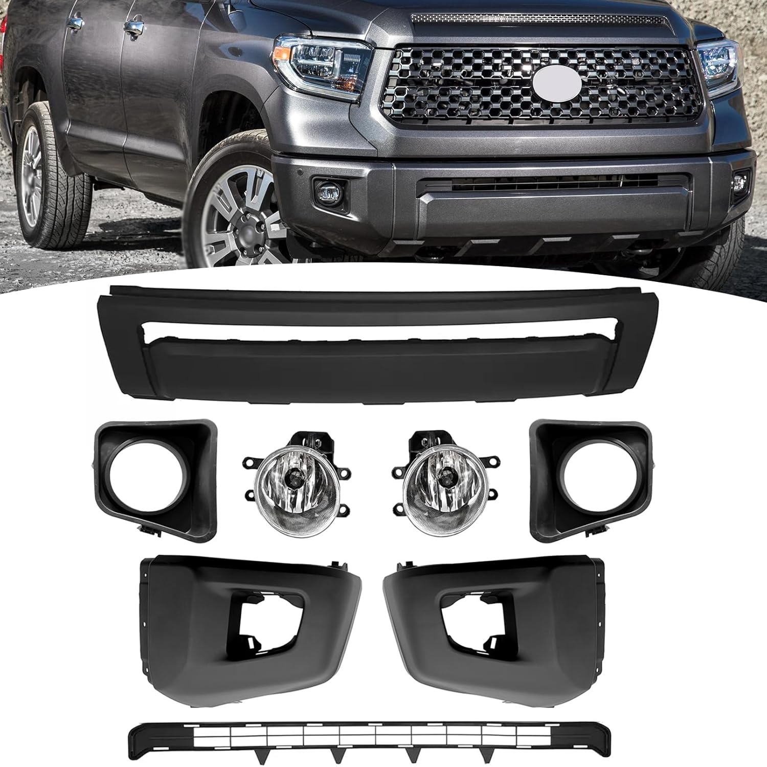 Amazon.com: HAPSO Front Bumper Cover + Lower Grille + Bumper End Caps ...