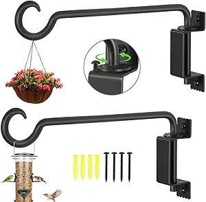 Amazon.com: 16 Inch Outdoor Hanging Brackets - 360° Swivel Plant Hanger ...