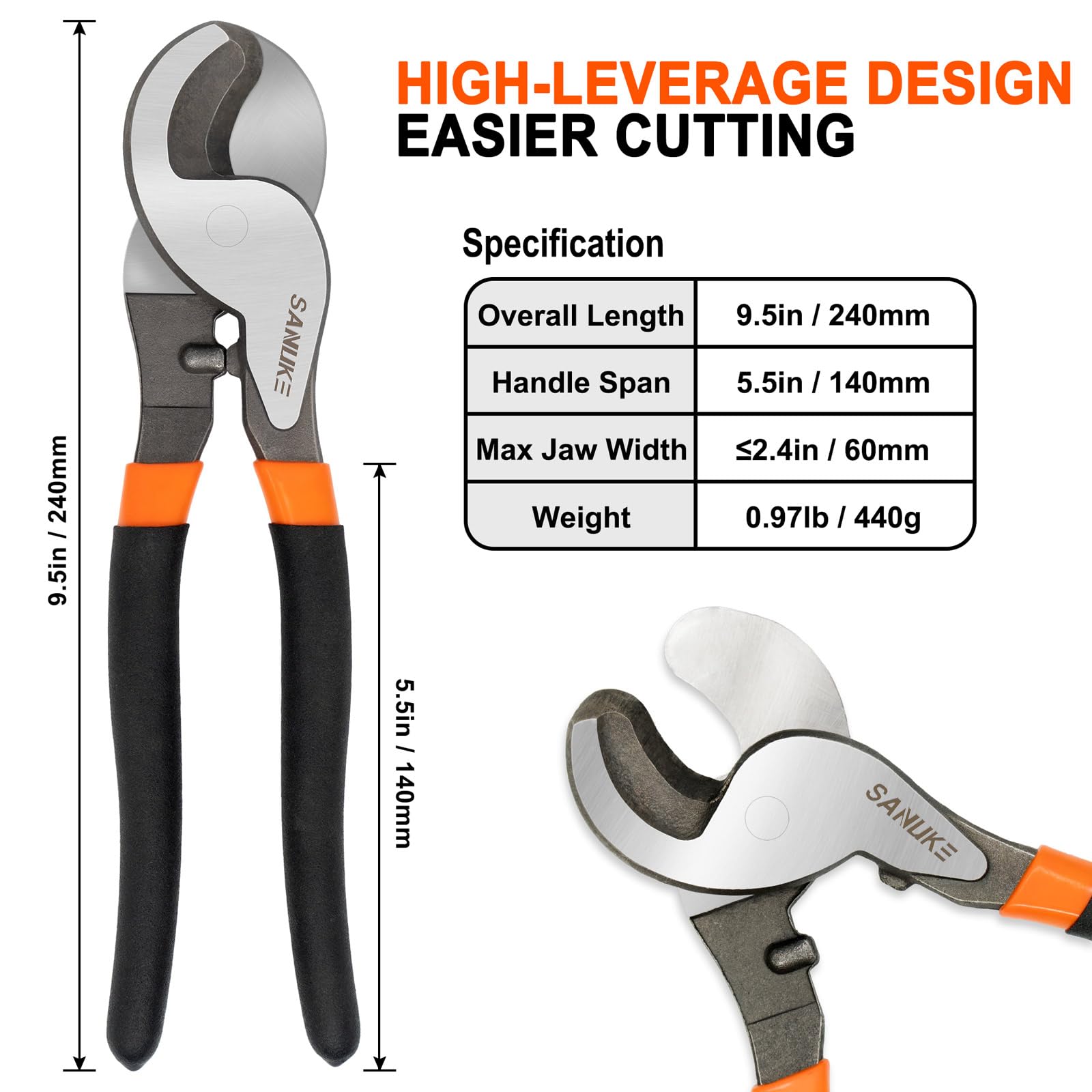 Snapklik.com : 10 Inch Cable Cutters, High Leverage Cable Cutter Heavy ...