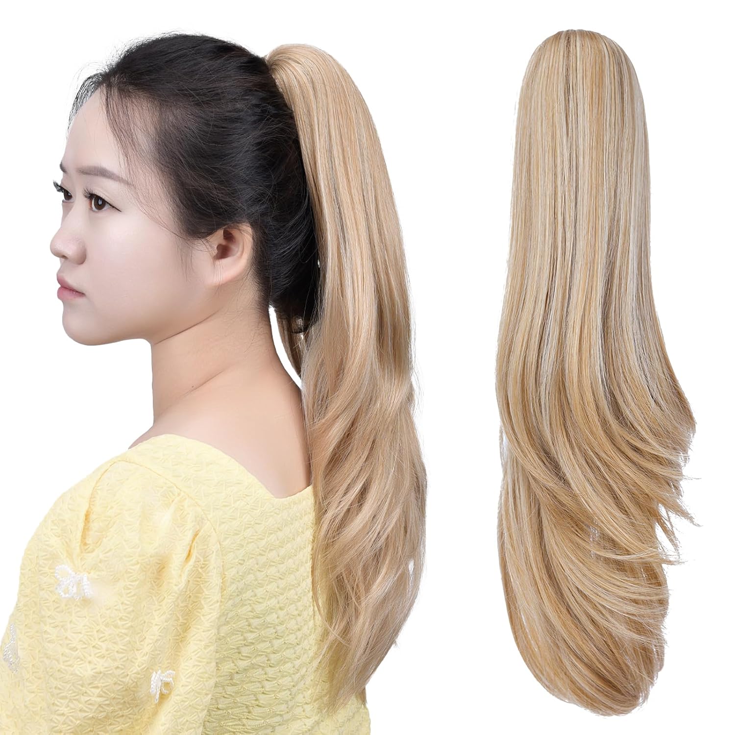 Amazon.com : HSPCYGG Blonde Clip Ponytail Synthetic Claw Pony tail Hair ...