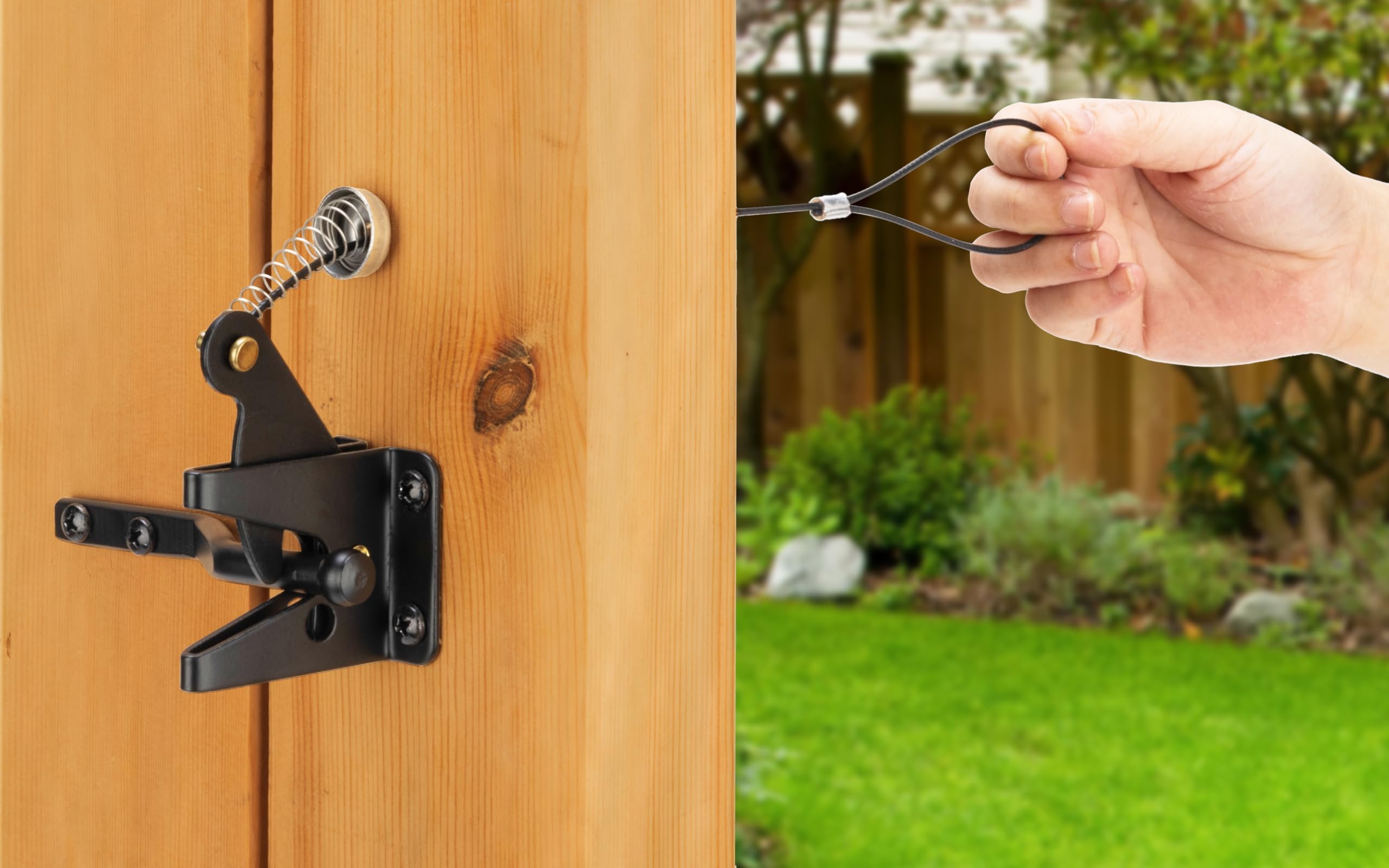 Amazon.com: Self Locking Gate Latches with Spring Cable Pull, Post ...