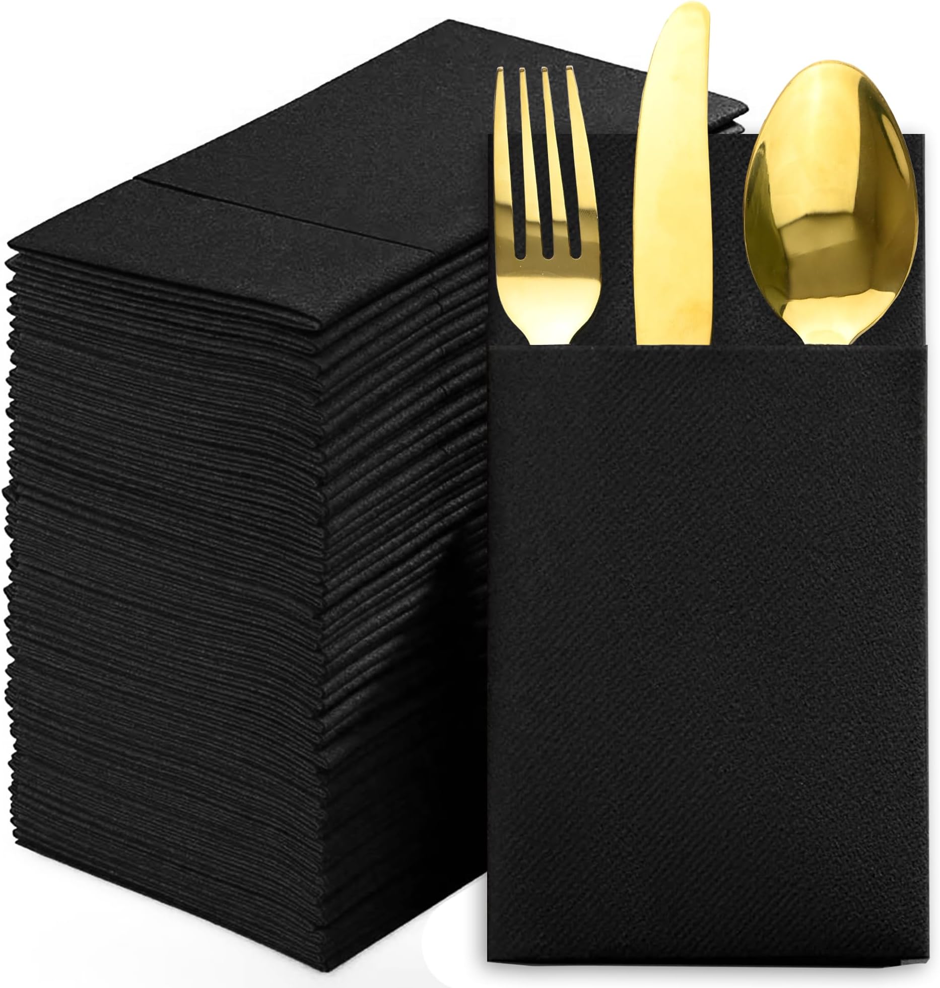 Amazon.com: 50 Pack Disposable Dinner Napkins with Flatware Pocket ...