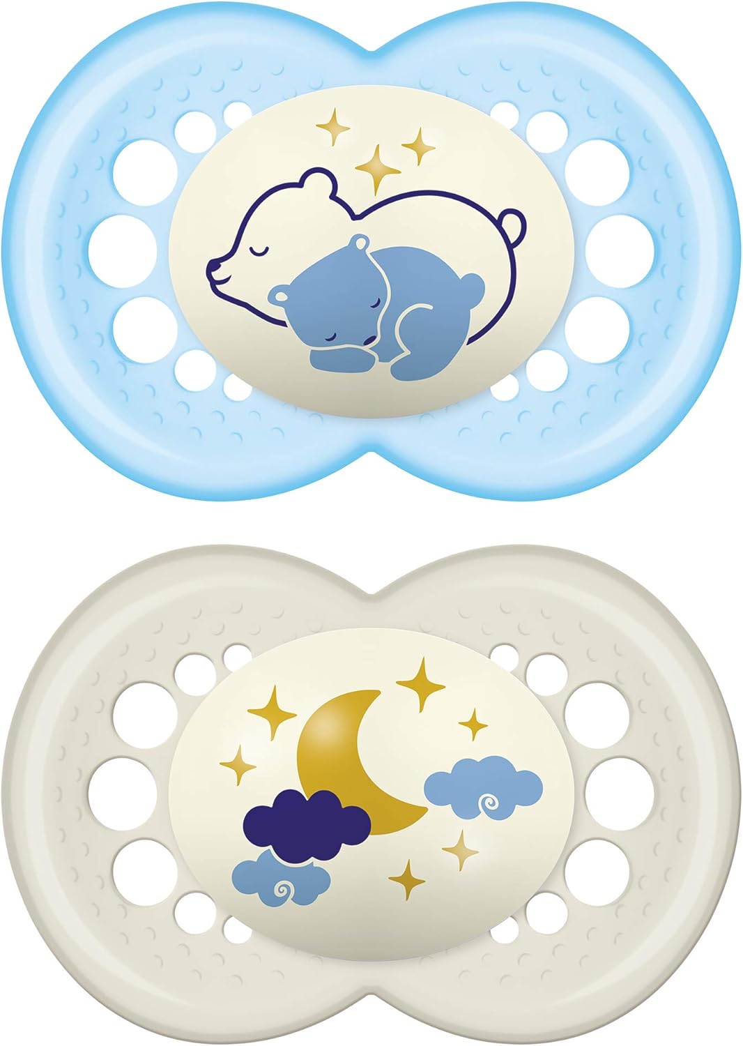 MAM Night Pacifiers (2 Pack, 1 Sterilizing Pacifier Case), MAM ...